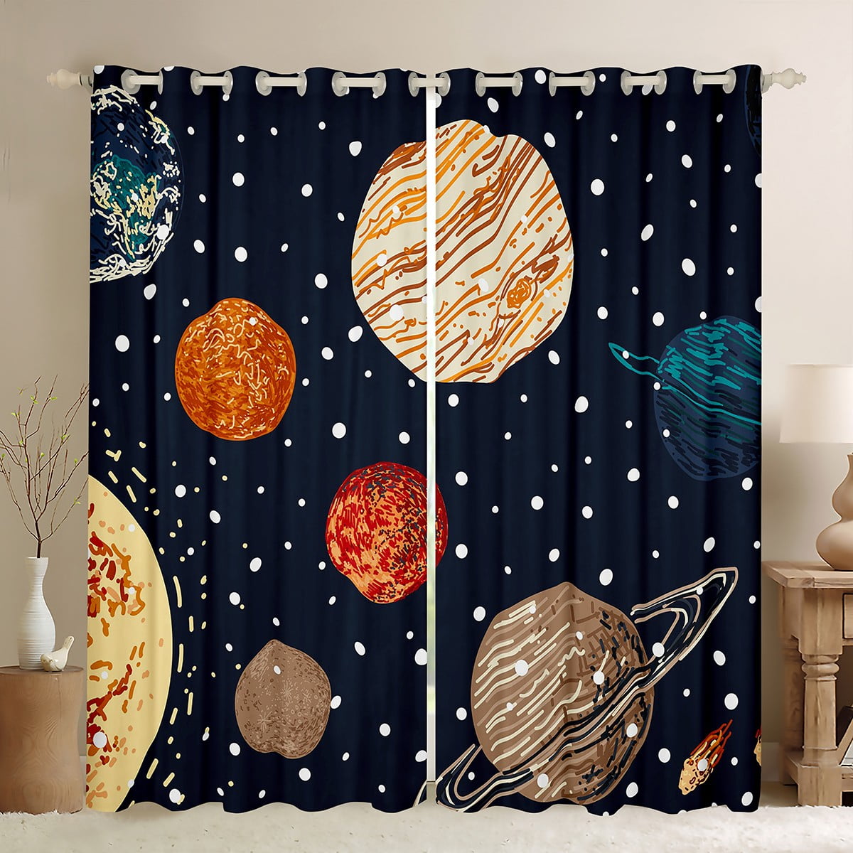 Galaxy Blackout Curtains Solar System Curtains Universe Themed Bedroom ...
