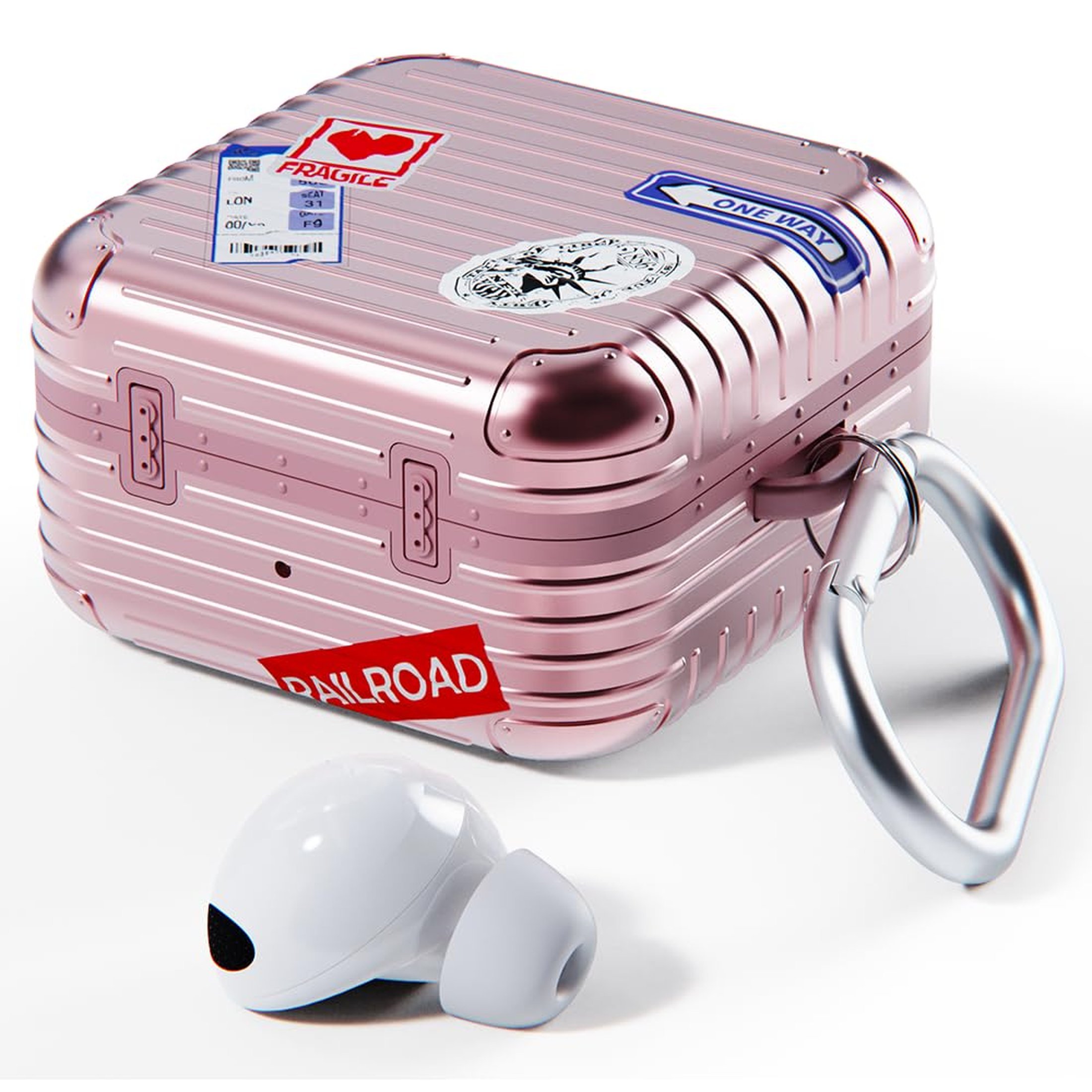 Galaxy Buds Case Protector with Keychain and Custom Stickers in Rose ...