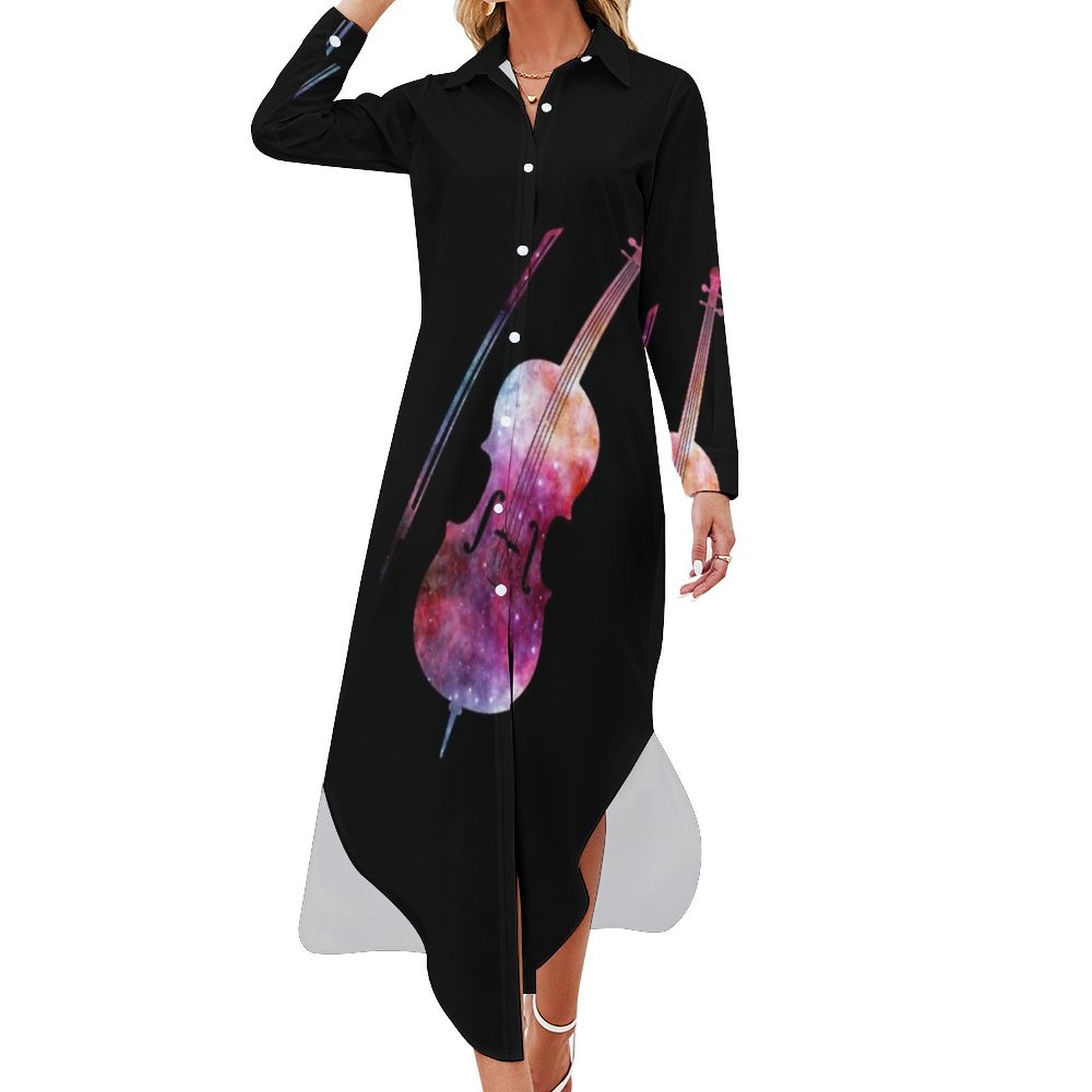 Galaxy Cello vector Long Sleeved Shirt Dress women's clothing trend ...
