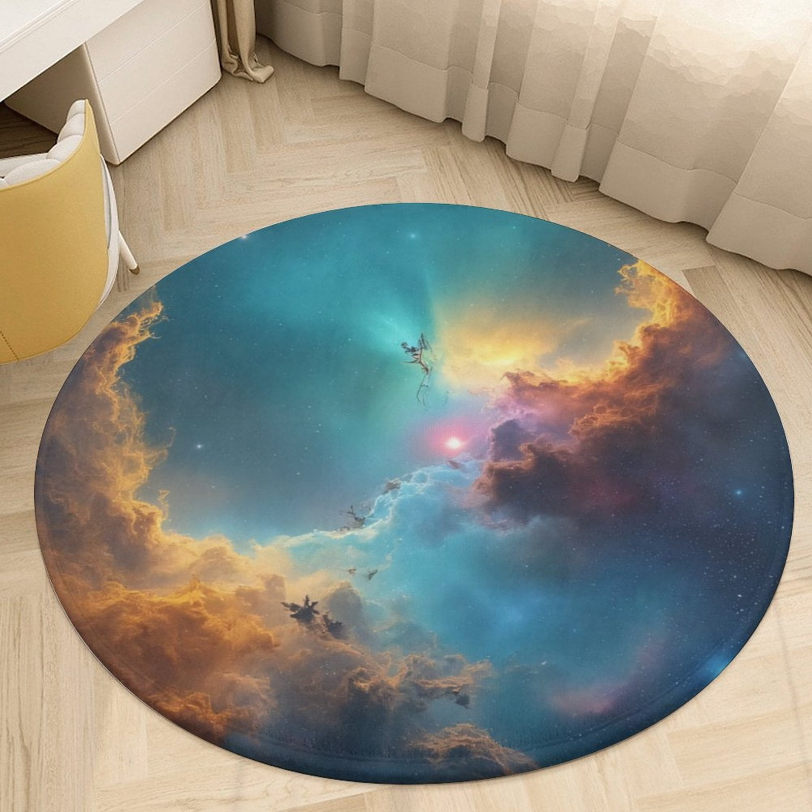 Galaxy Clouds Dream Round Area Rugs for Bedroom Living Room, 3FT Soft ...