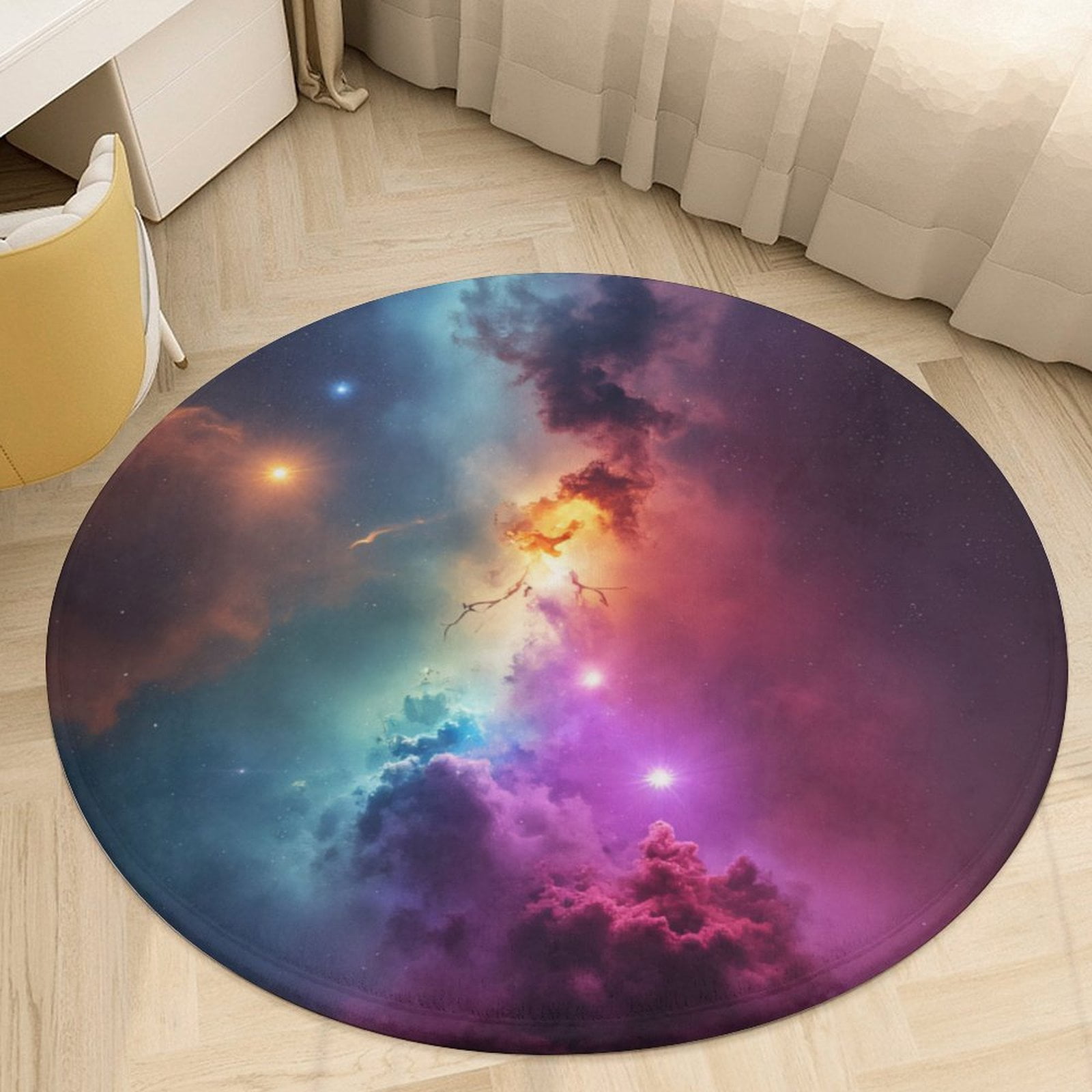 Galaxy Clouds Dream Round Area Rugs for Bedroom Living Room, 6FT Soft ...