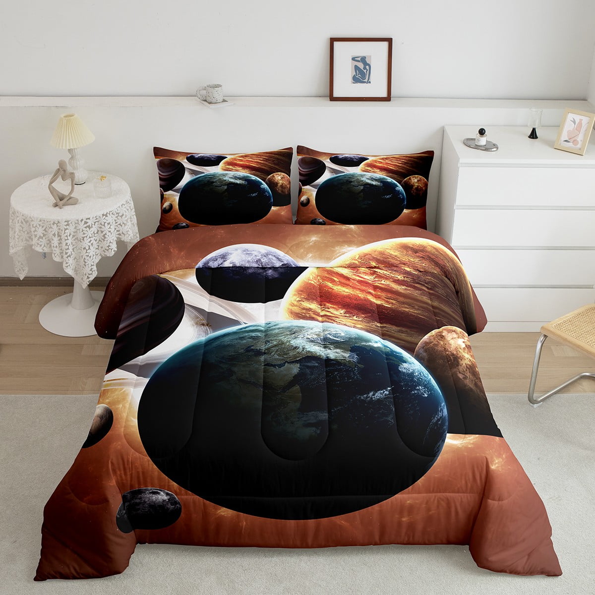 Galaxy Comforter Set Full for Boys Girls Universe Themed Decor Bedding ...