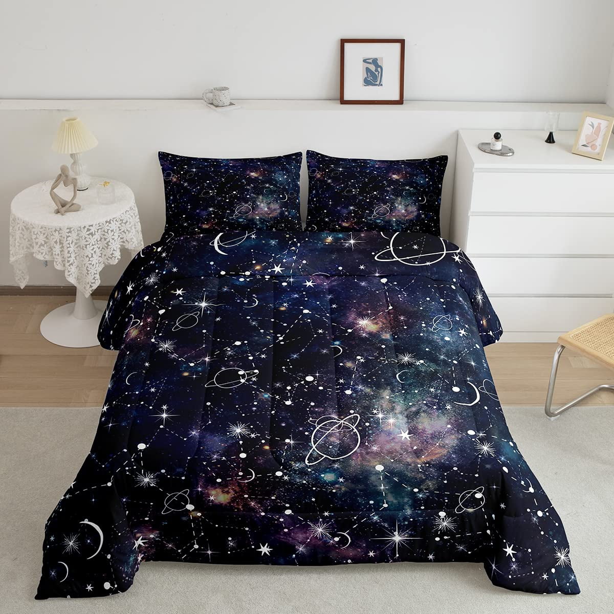Galaxy Comforter Sets 3D Outer Space Themed Bedding All-Season Quilted ...
