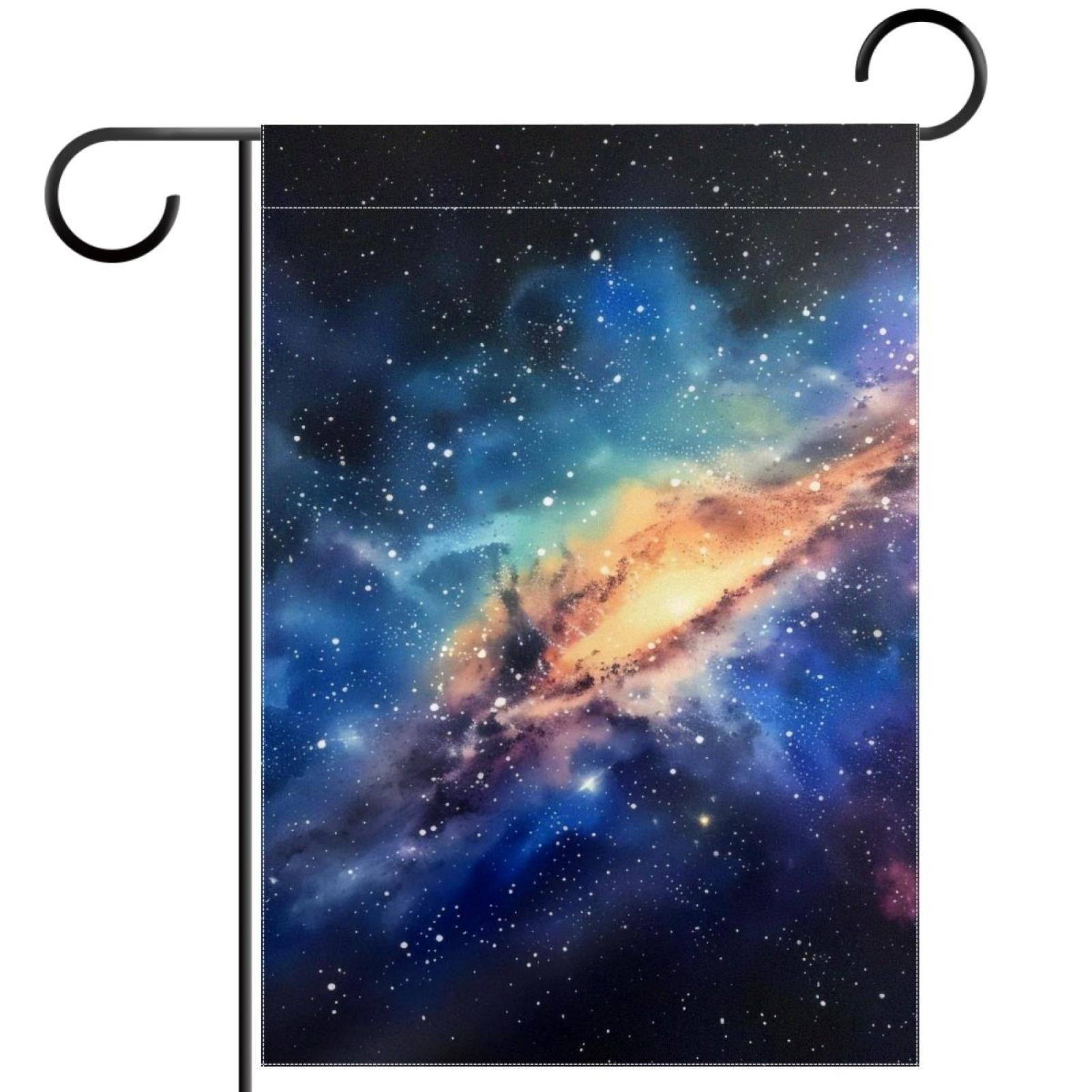 Galaxy Constellations Pattern Welcome Garden Flags, 12 x 18 Inch Double ...