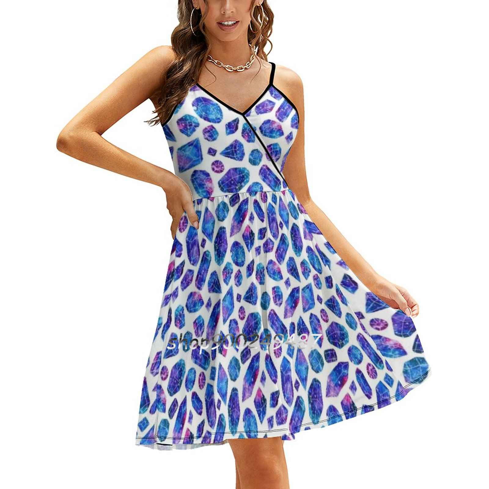 Galaxy Crystals Evening Party Dresses Midi Sexy Dress Female Sweet One ...
