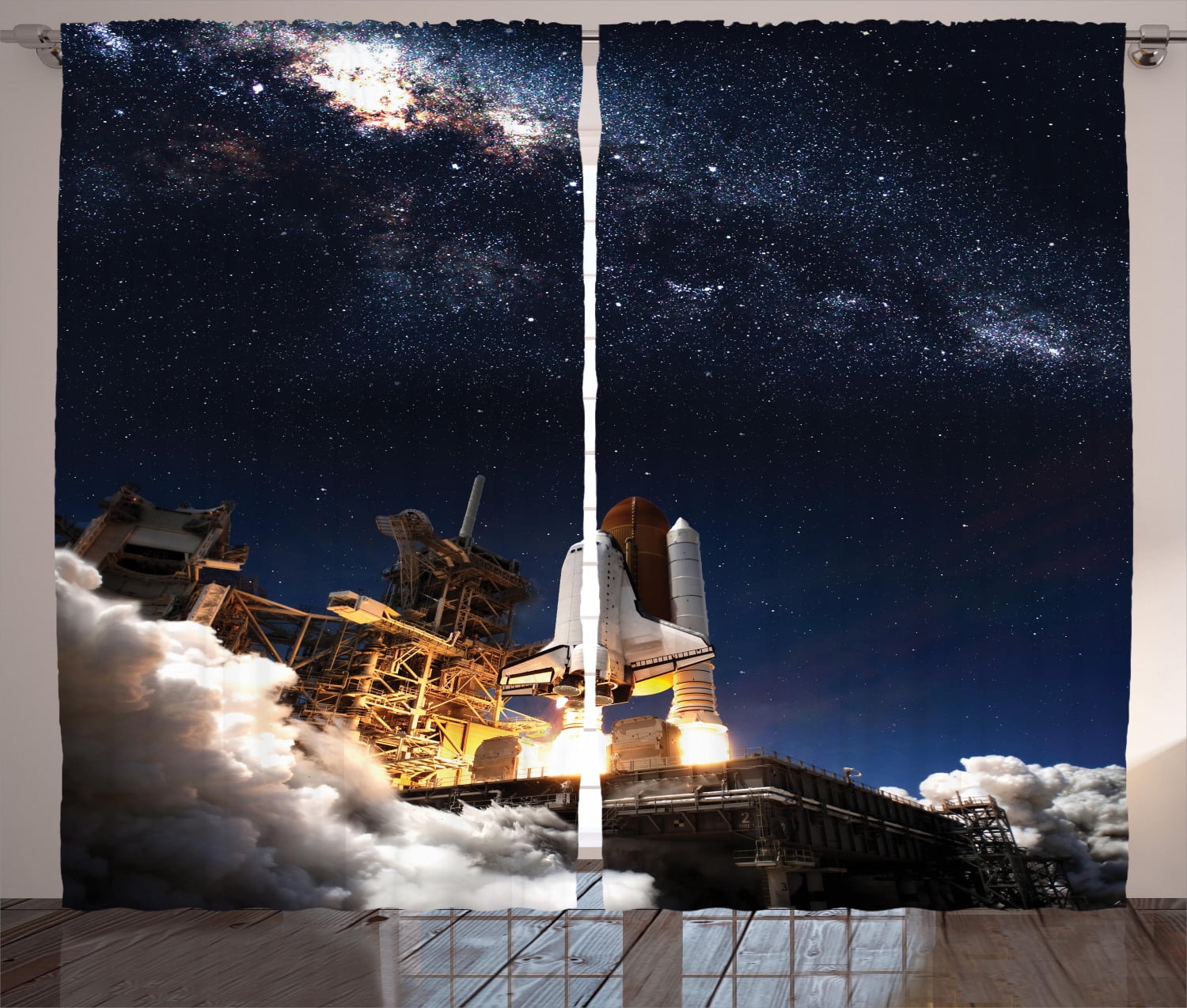 Ambesonne Galaxy Curtains 2 Panel Set, Galaxy Solar Adventure, 108" x ...