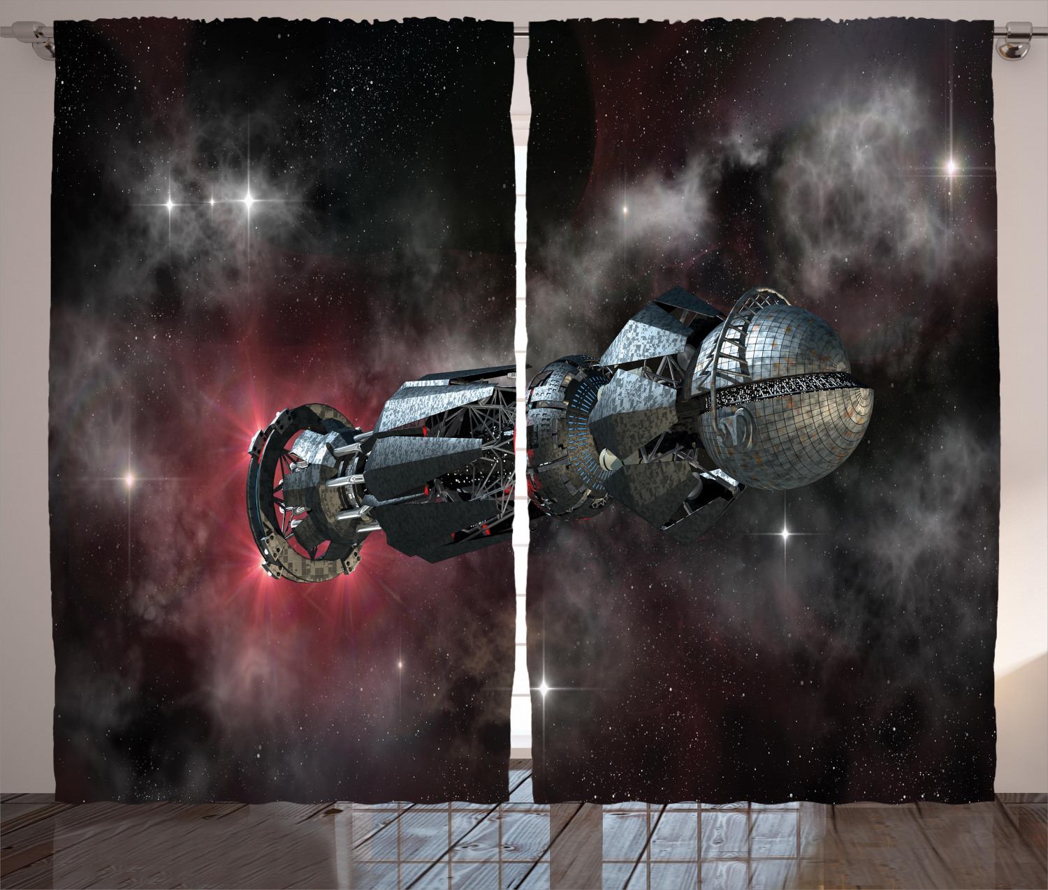 Ambesonne Galaxy Curtains 2 Panel Set, Galactic Time Travel, 108" x 90 ...