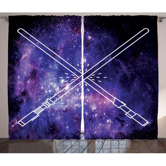 Ambesonne Galaxy Curtains 2 Panel Set, Outer Space Fantasy, 108" x 84 ...