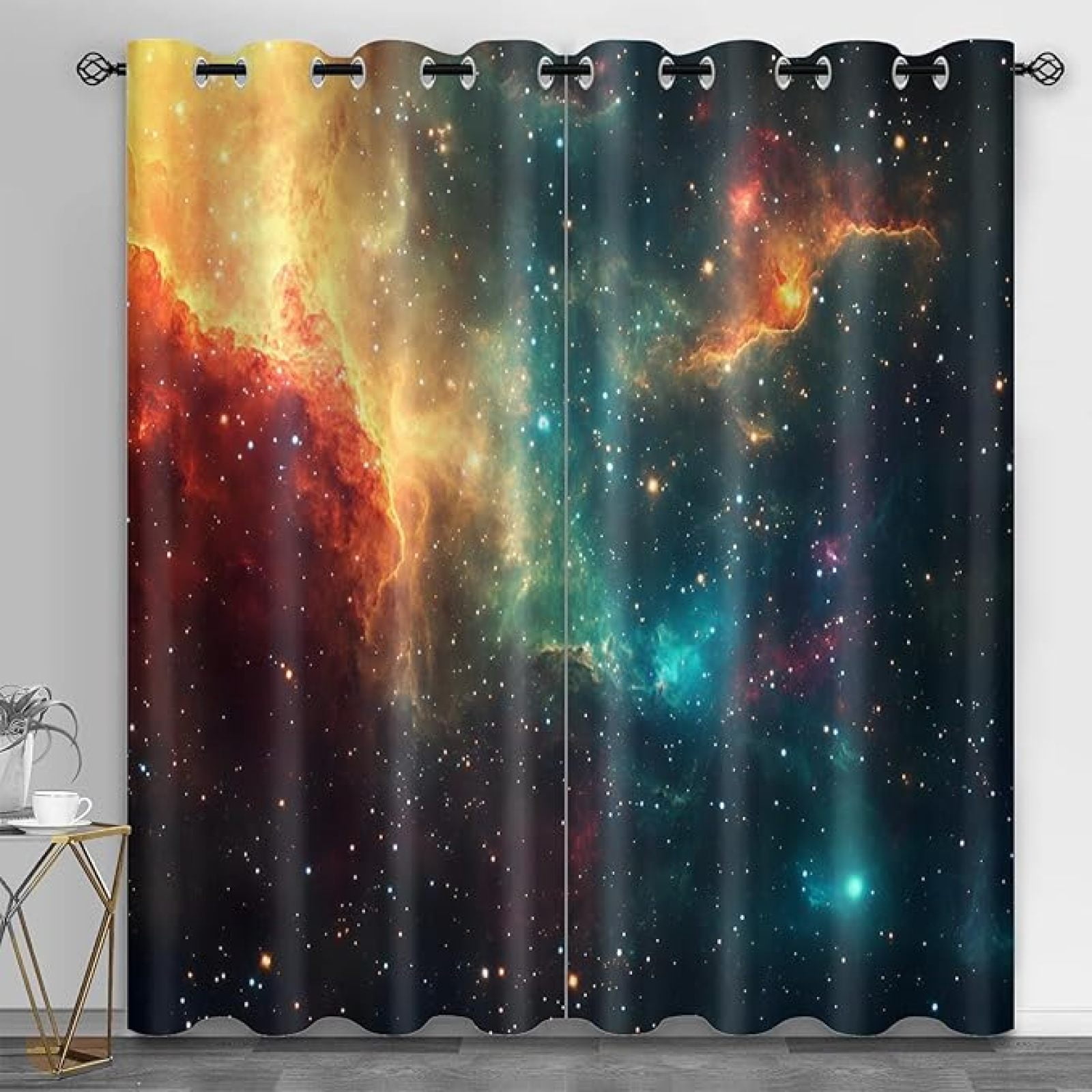 Galaxy Curtains For Living Room, Nebula Space Blackout Curtains For ...