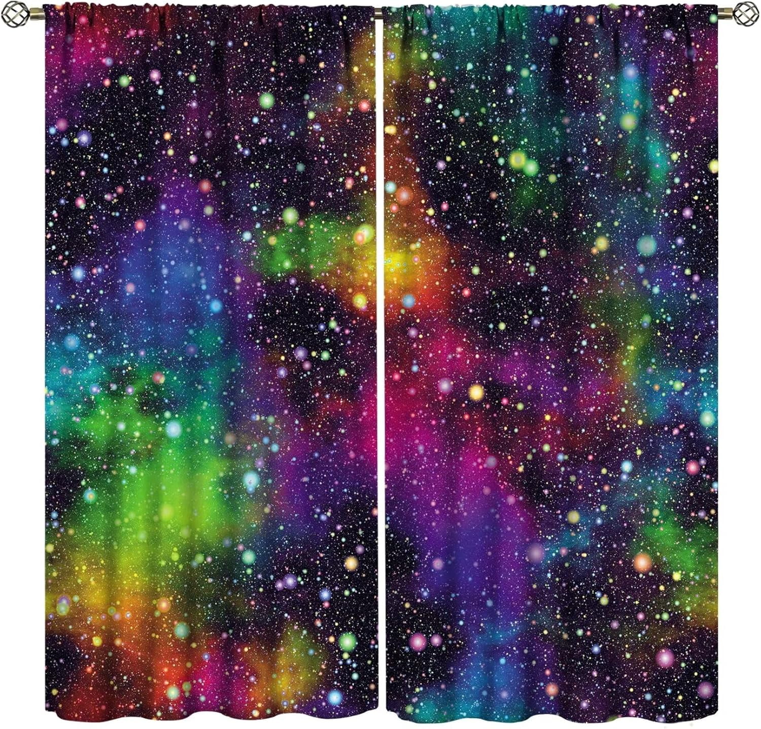 Galaxy Curtains Outer Space Universe Nebula Starry Sky Colorful Stars ...