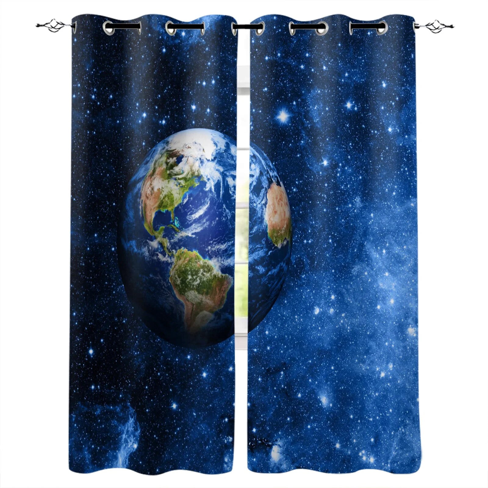Galaxy Curtains Space Theme View of The Planets from Earth Science Room ...