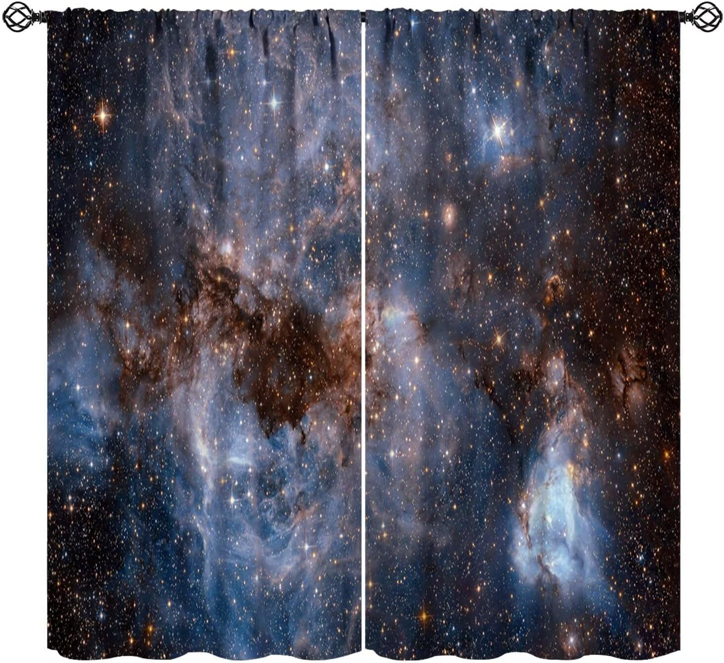 Galaxy Curtains Universe Planet Outer Space Starry Sky Nebula Art Print ...
