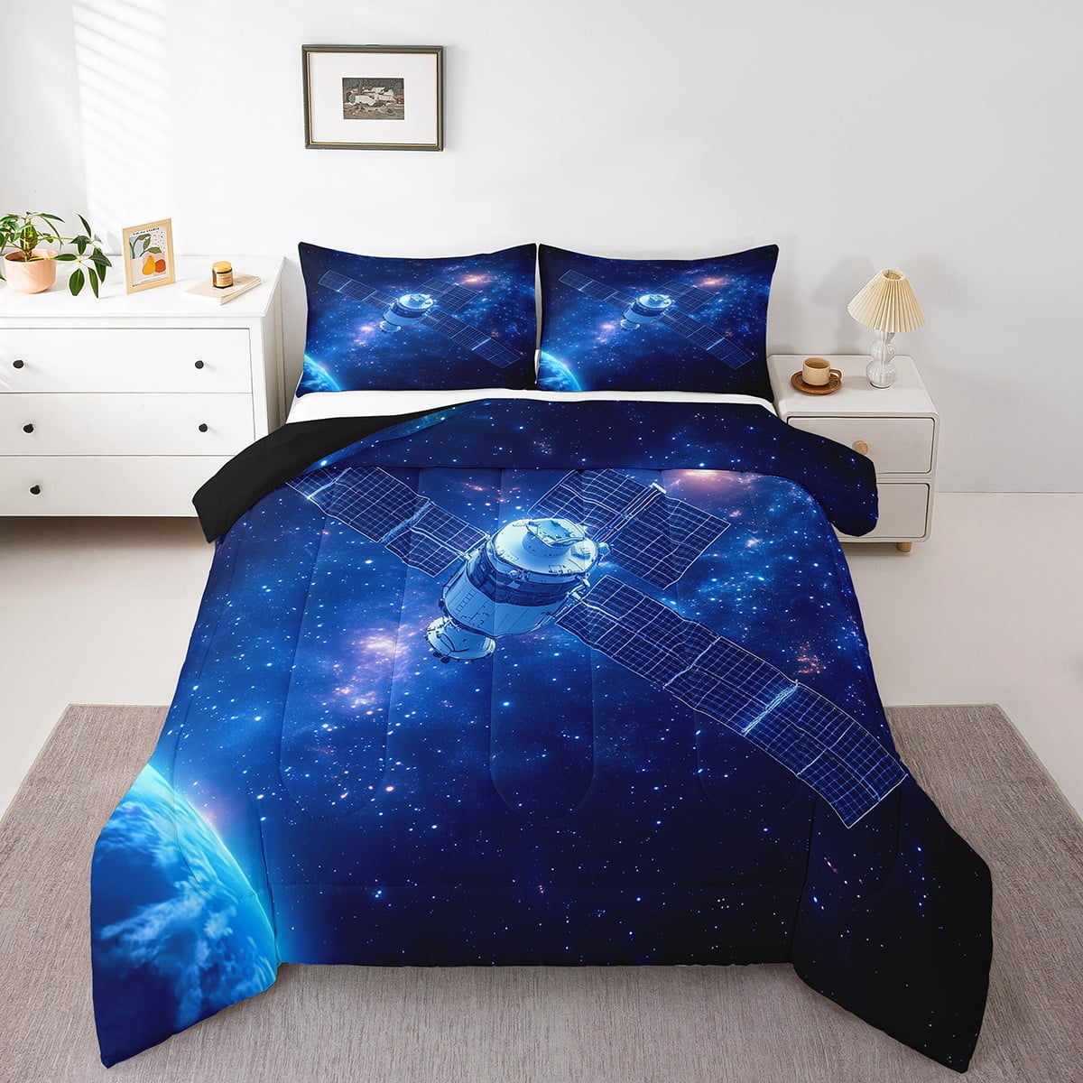 Galaxy Down Comforter Outer Space Themed Bedding Set Full Glitter ...