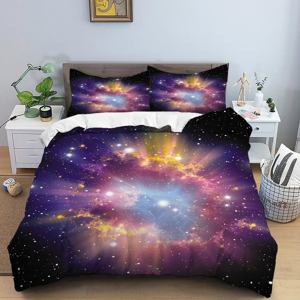 Galaxy Duvet Cover Kids Outer Space Nebula Comforter Cover for Boys ...