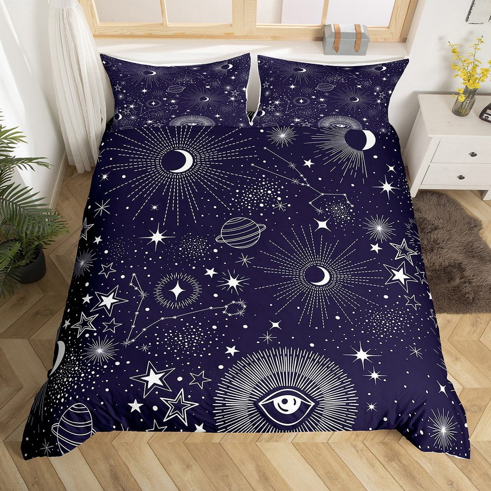 Galaxy Duvet Cover King, Bohemian Stars Moon Comforter Cover Teens, Glitter Constellations ...