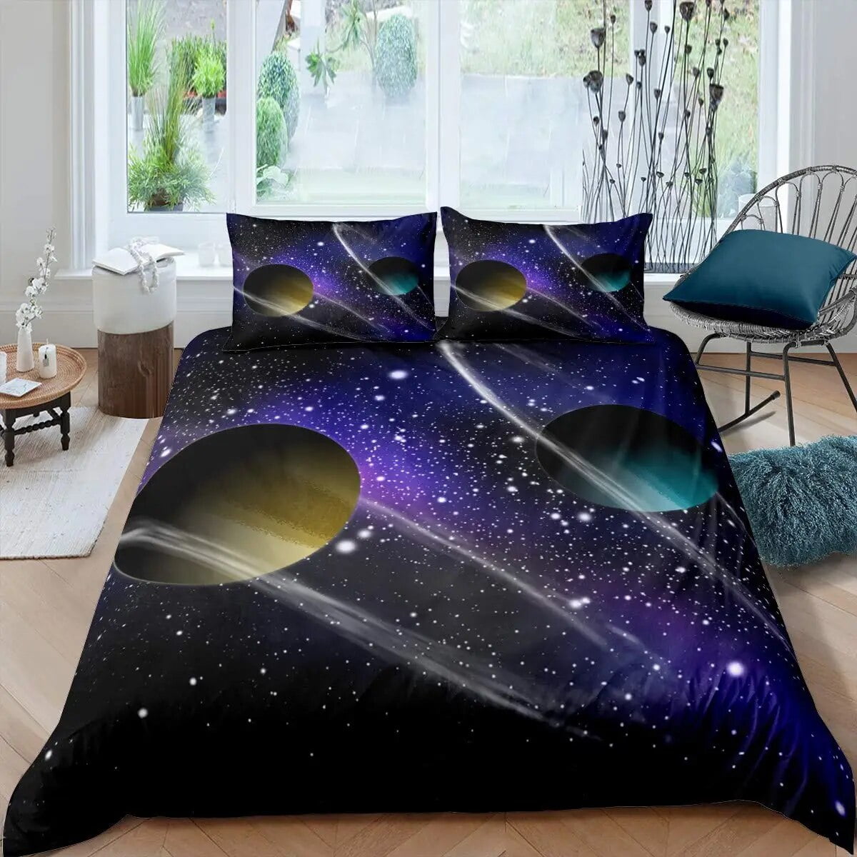 Galaxy Duvet Cover Set 3D Printed Space Themed Bedding Set Kid Boy ...