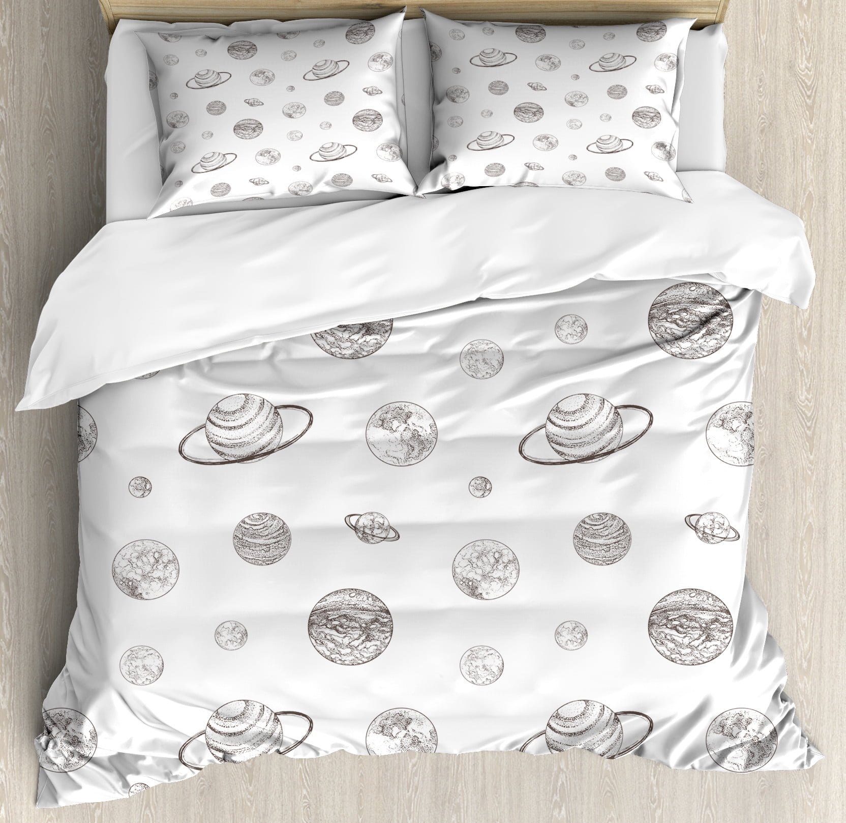 Galaxy Duvet Cover Set, Hand Sketched Cosmic Outer Space Solar System ...