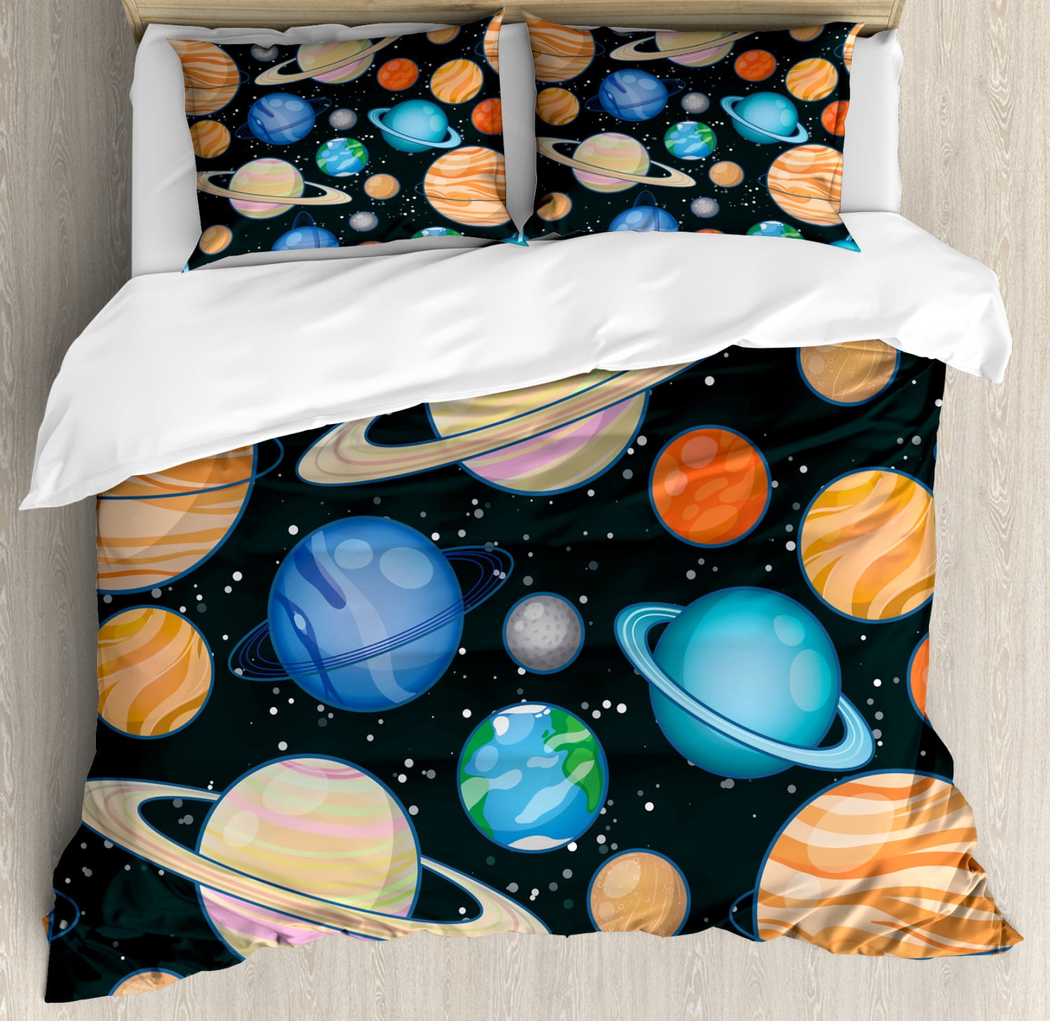 Galaxy Duvet Cover Set King Size, Cute Galaxy Space Art Solar System ...