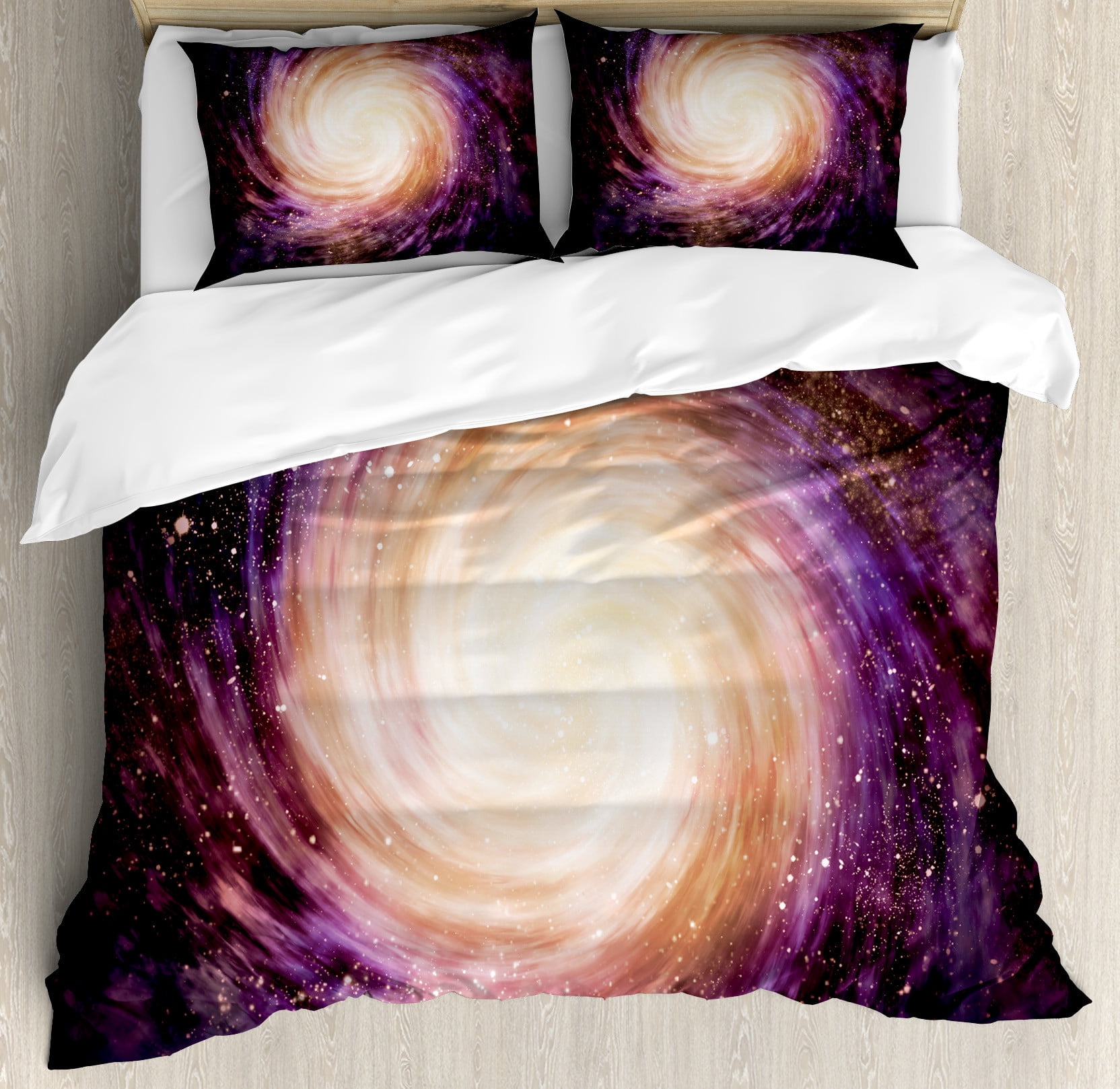 Galaxy Duvet Cover Set, Large Pink and Purple Spiral Stardust Planet in ...