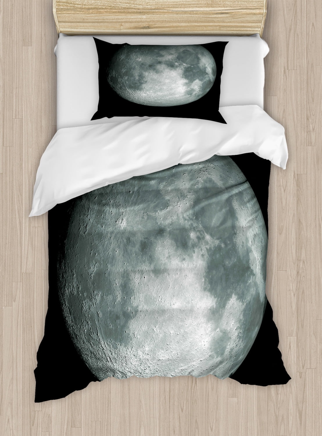 Galaxy Duvet Cover Set, Moon Graphic Image Trippy Rock Detailed Surface ...