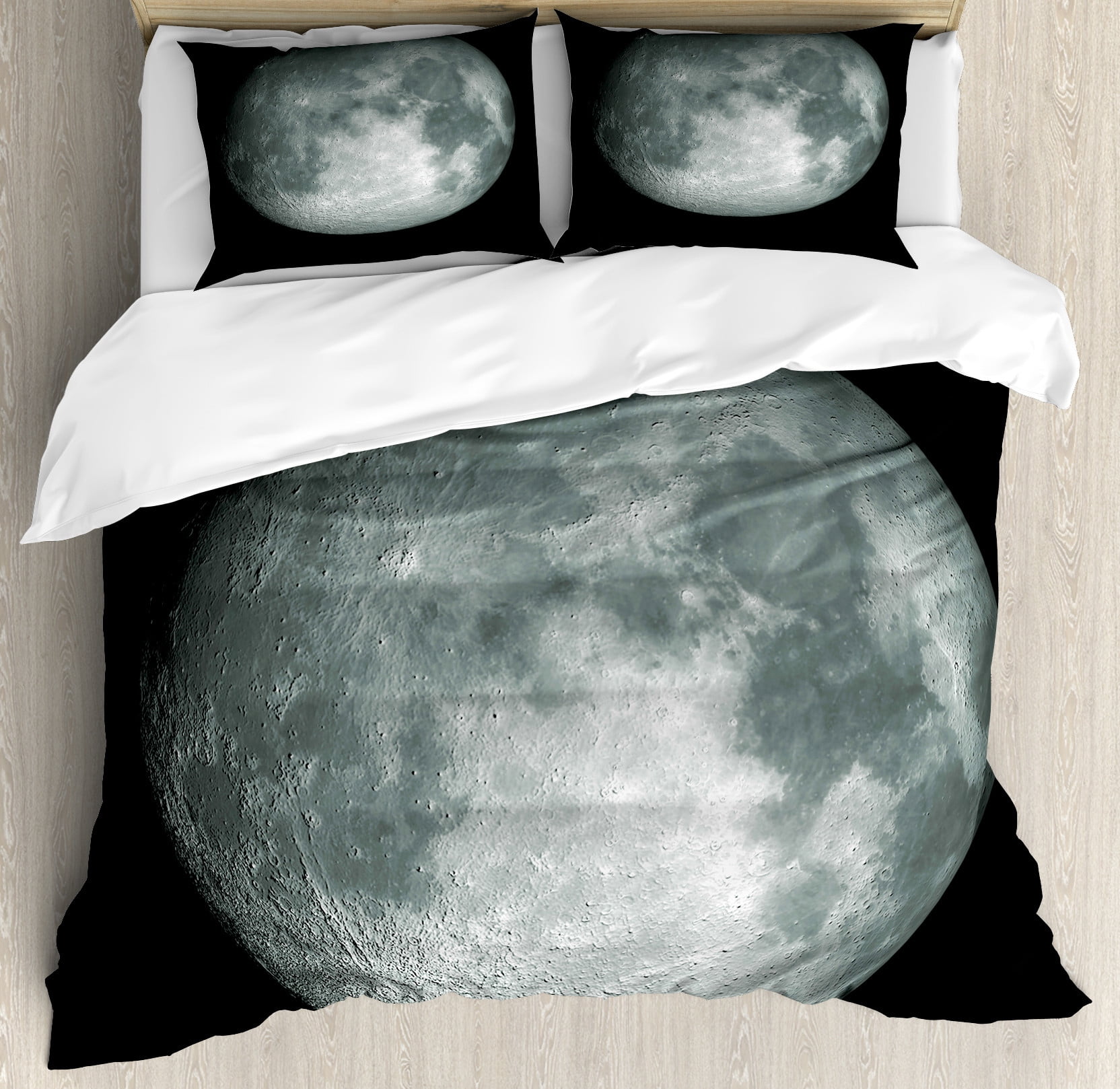 Galaxy Duvet Cover Set, Moon Graphic Image Trippy Rock Detailed Surface ...
