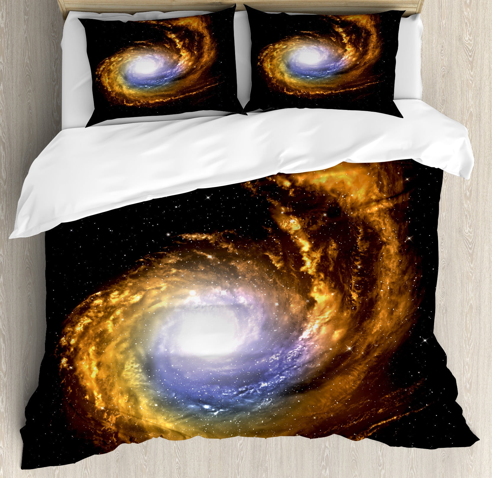 Galaxy Duvet Cover Set, Nebula Cloud with Cosmic Rays Galactic Sparks ...