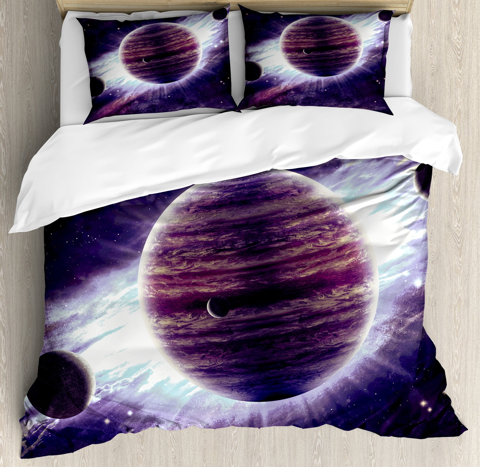 Galaxy Duvet Cover Set, Outer Space Theme Planets Saturn Mars Neptune ...