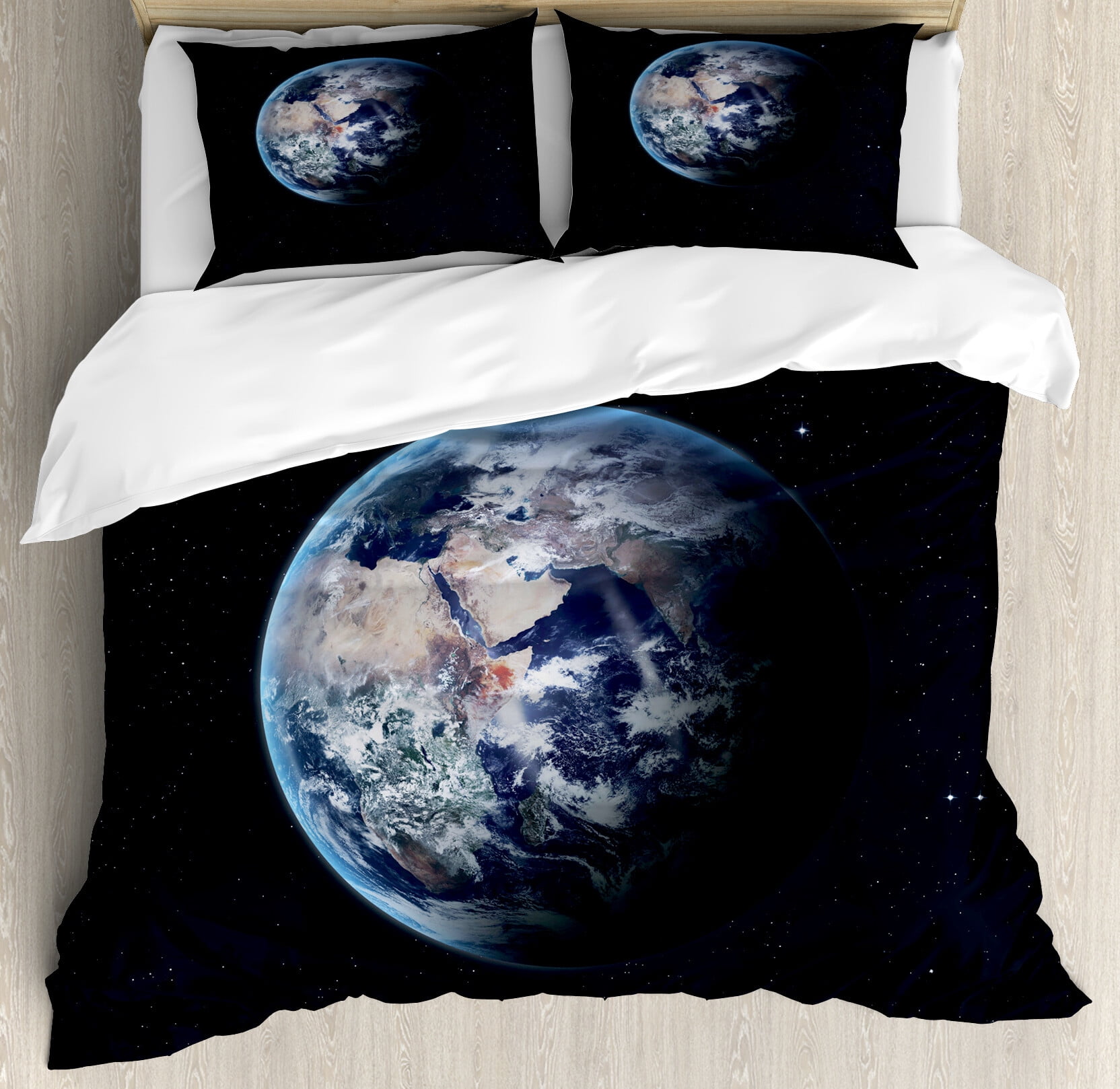 Galaxy Duvet Cover Set, Planet Earth Outer Space Scenery of Globe Orbit ...