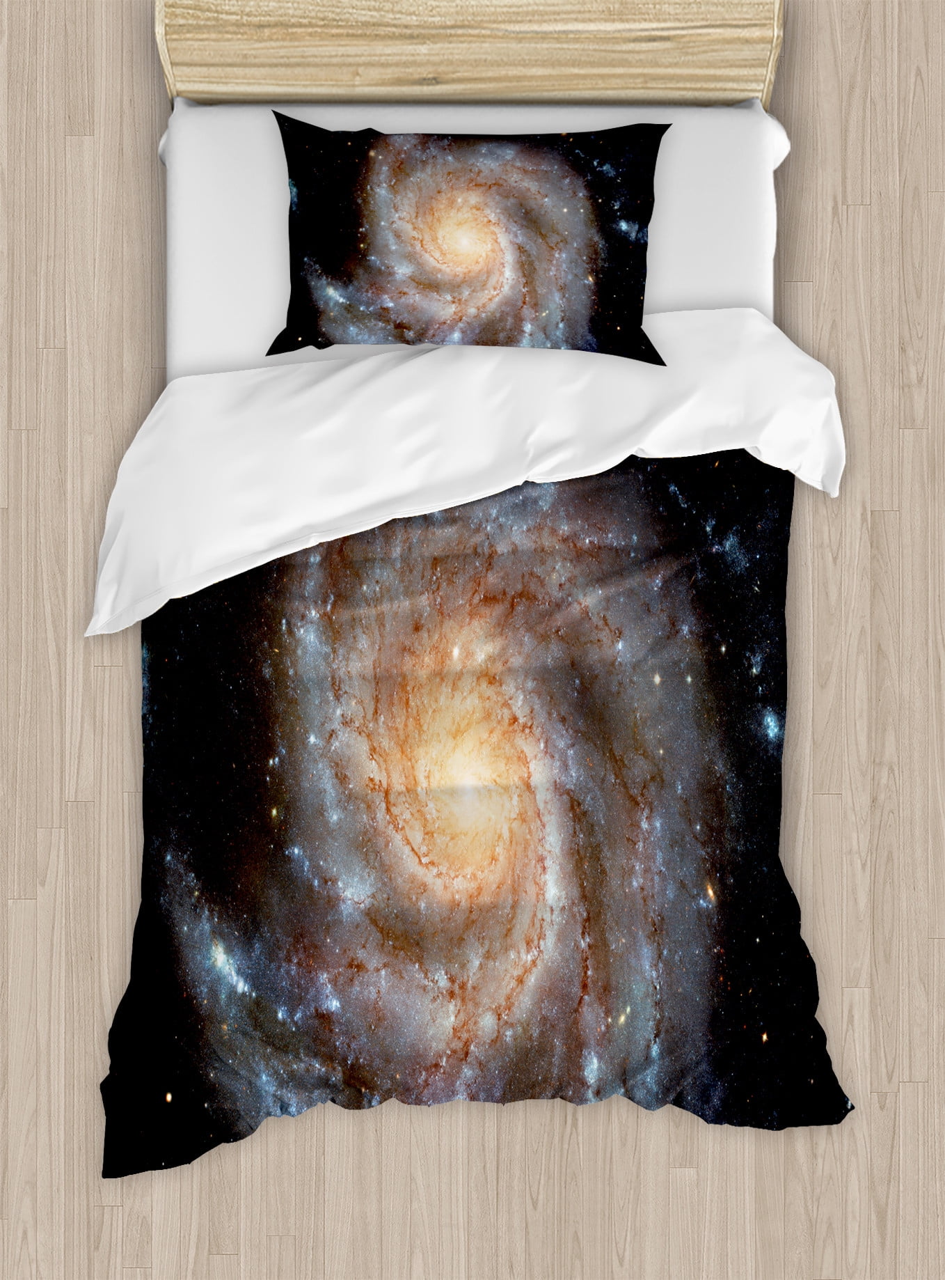 Galaxy Duvet Cover Set, Stars in Galaxy Spiral Planet Outer Space ...