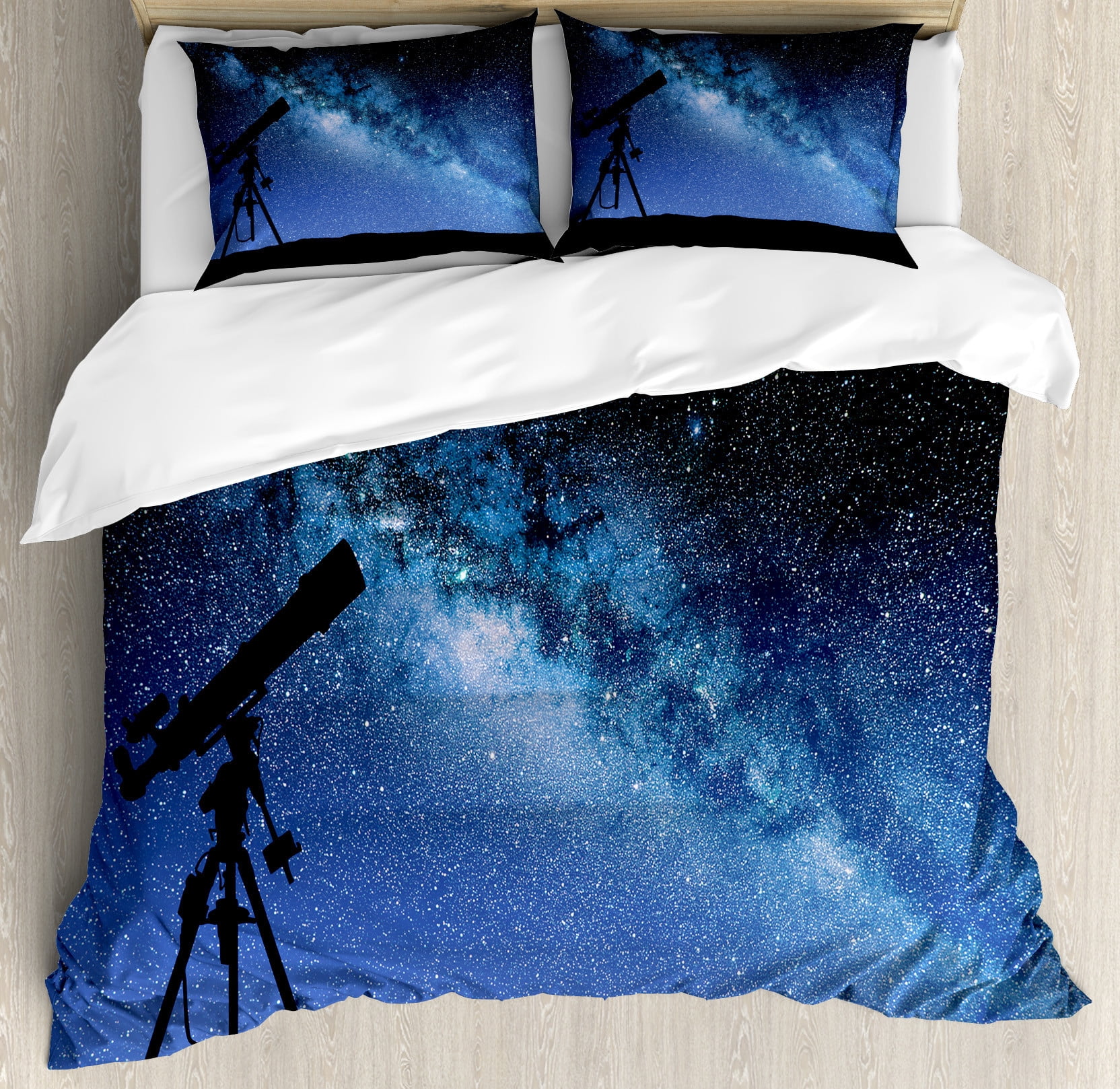 Galaxy Duvet Cover Set, Telescope Valley Under Starry Night Sky Milky ...