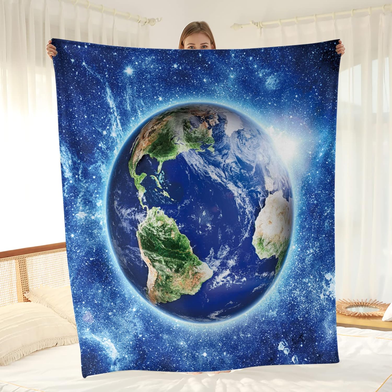 Galaxy Earth Blanket Outer Space Planet Starry Sky Throw Gifts for Kids ...