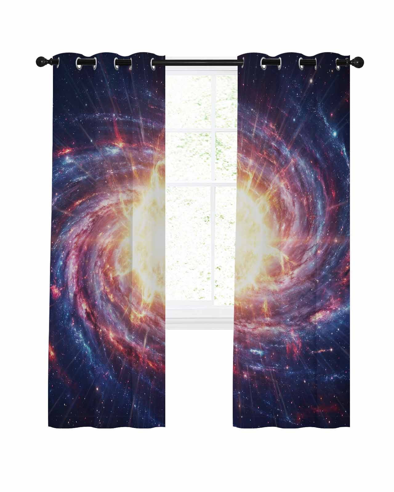 Galaxy Explosion Planet Blackout Curtains 45 Inch Length Moon Outer ...