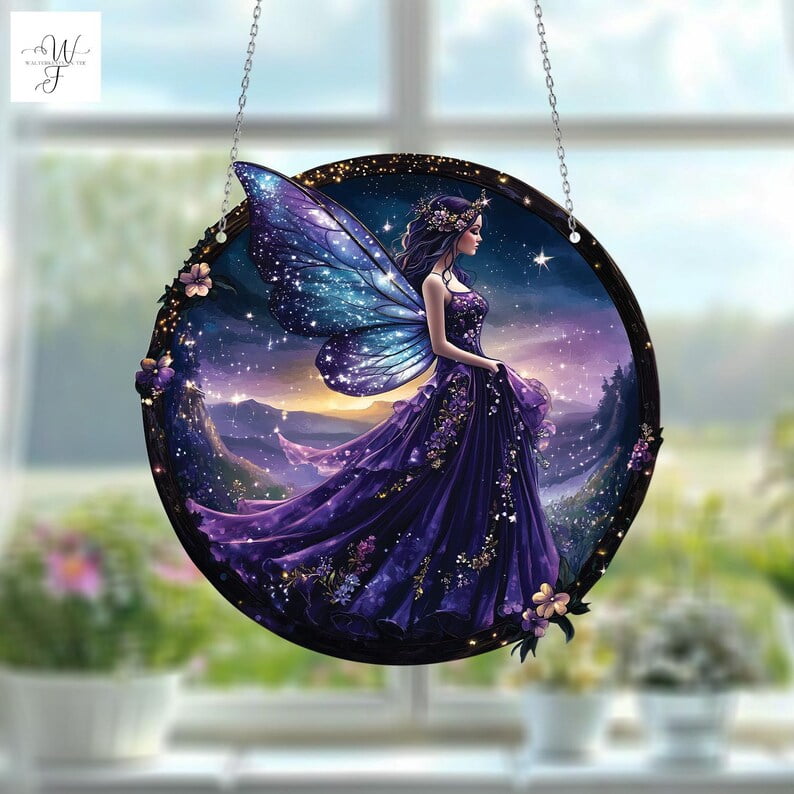 Galaxy Fairy Acrylic Window Hanging, Enchanting Starry Night Decor ...