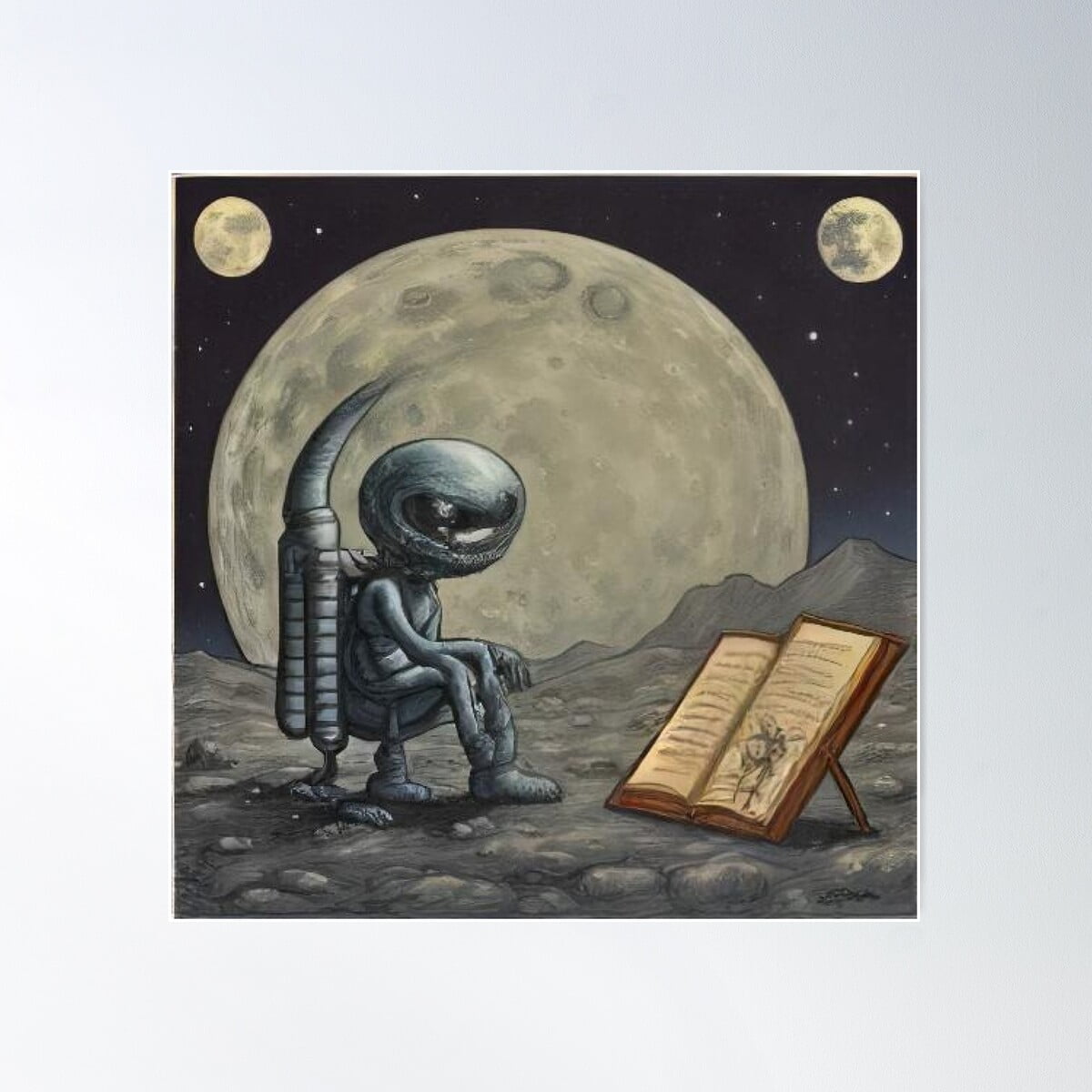 In A Galaxy Far Far Away Sits A Lonesome Alien Reading A Book Whilst ...