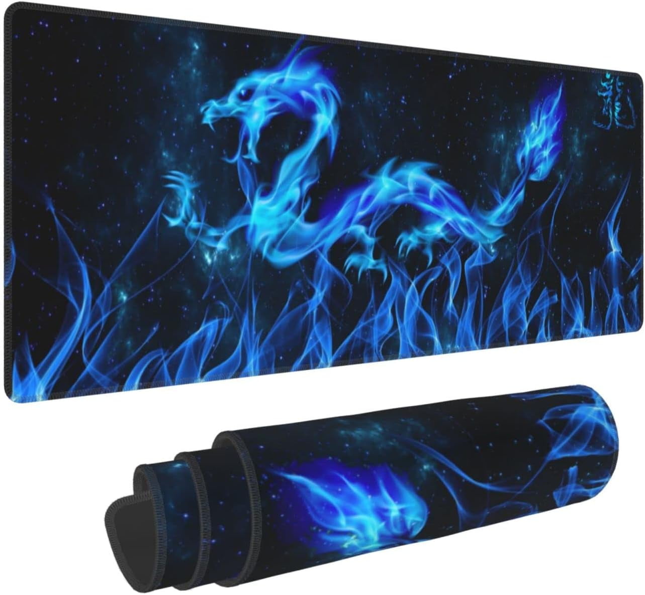 Galaxy Fire Blue Dragon Mouse Pad XL Extended Desk Mat, Non Slip Rubber ...