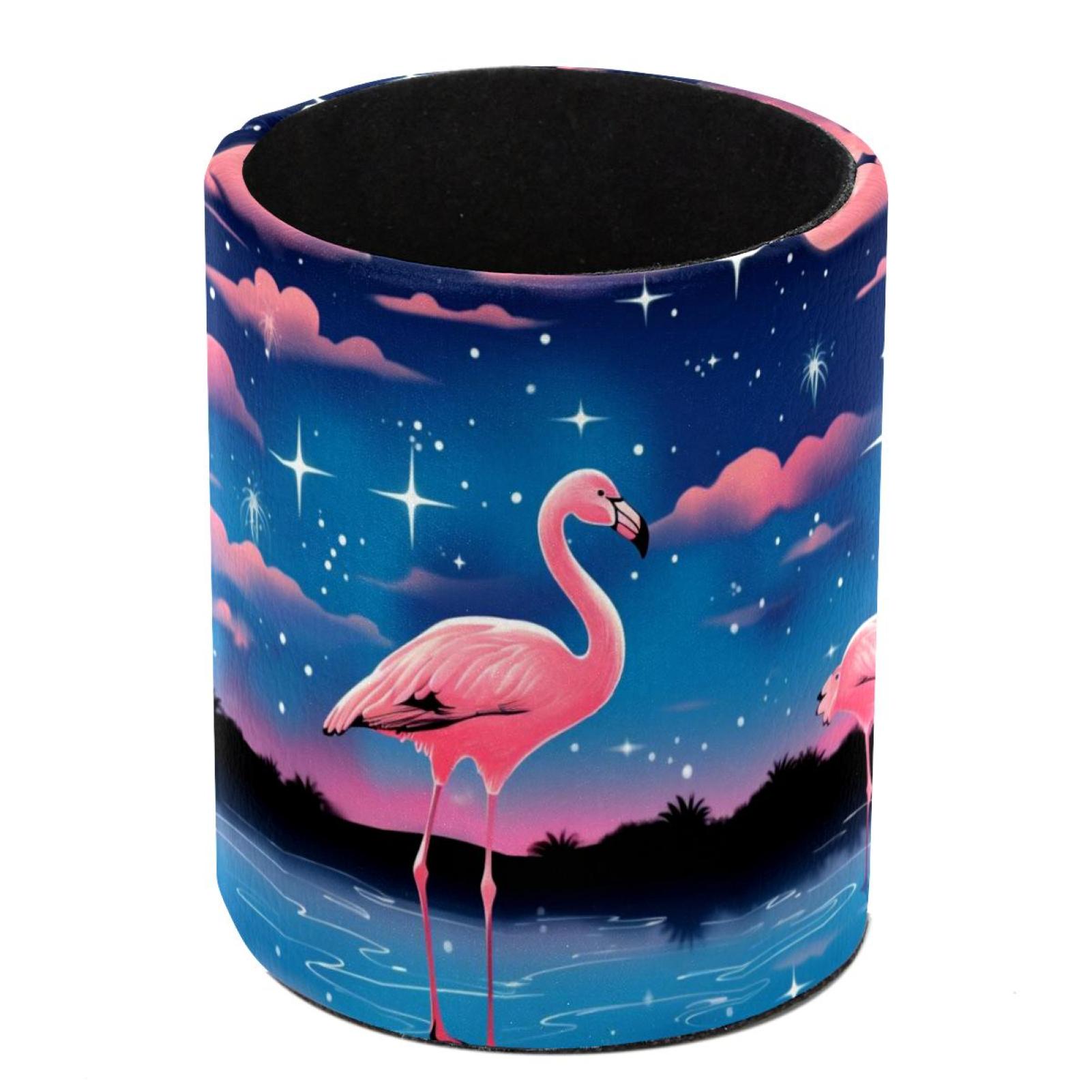 Galaxy Flamingo PVC Pen Holder Multi Pencil Holder for Desk Round ...