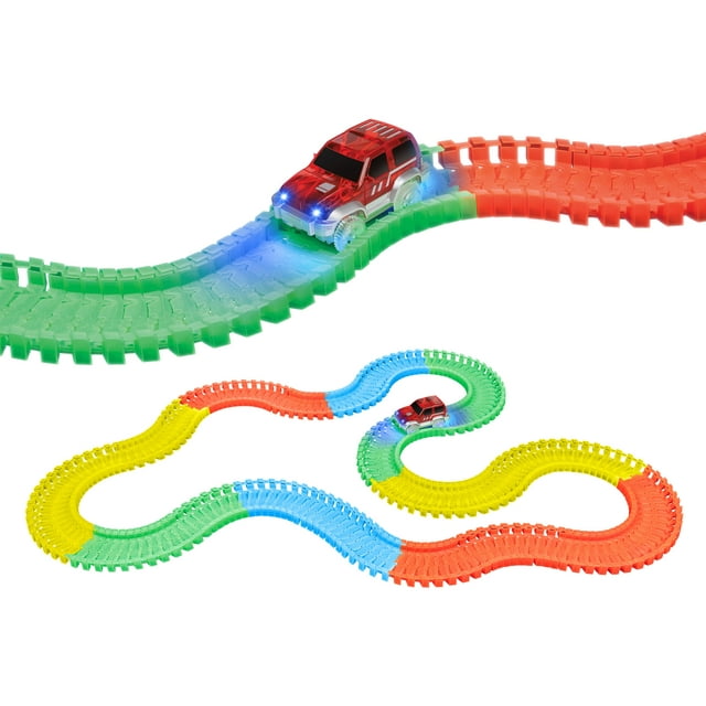 Galaxy Flex-Track 220 Piece Glow Track with Electric LED Light Car ...