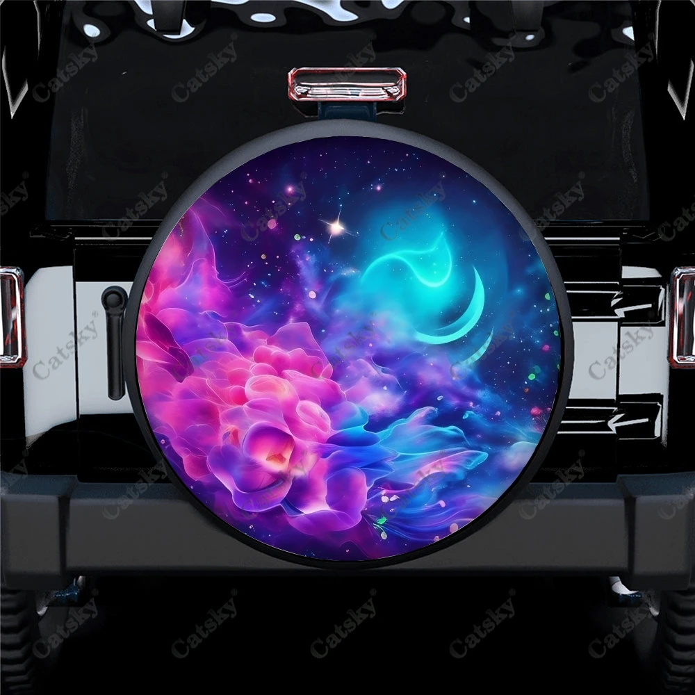 Galaxy Flowers Polyester Universal Spare Wheel Tire Cover Custom Tire ...
