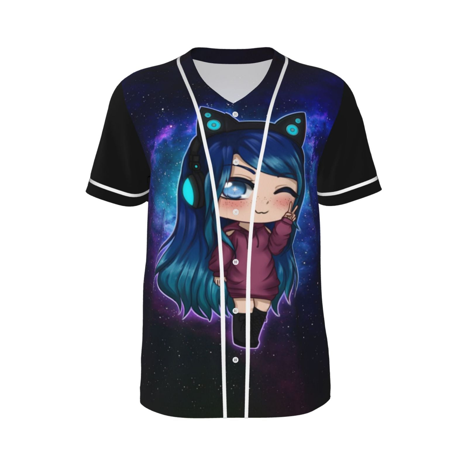 Galaxy Gacha Life Baseball Jersey Shirts Spring Summer Men Button Shirt ...