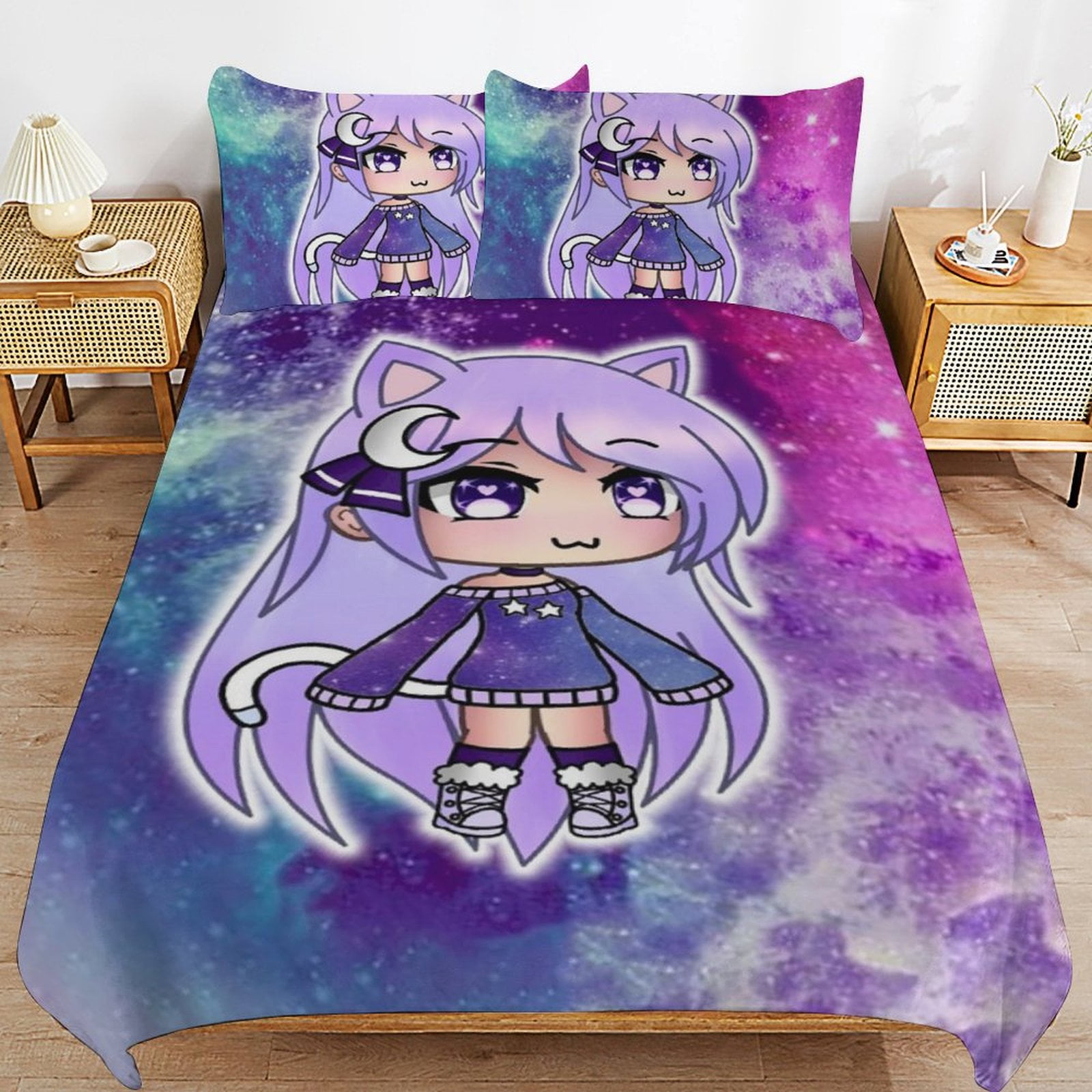 Galaxy Gacha Life Duvet Cover 3 Piece Bedding Set,Teen Comforter Cover ...