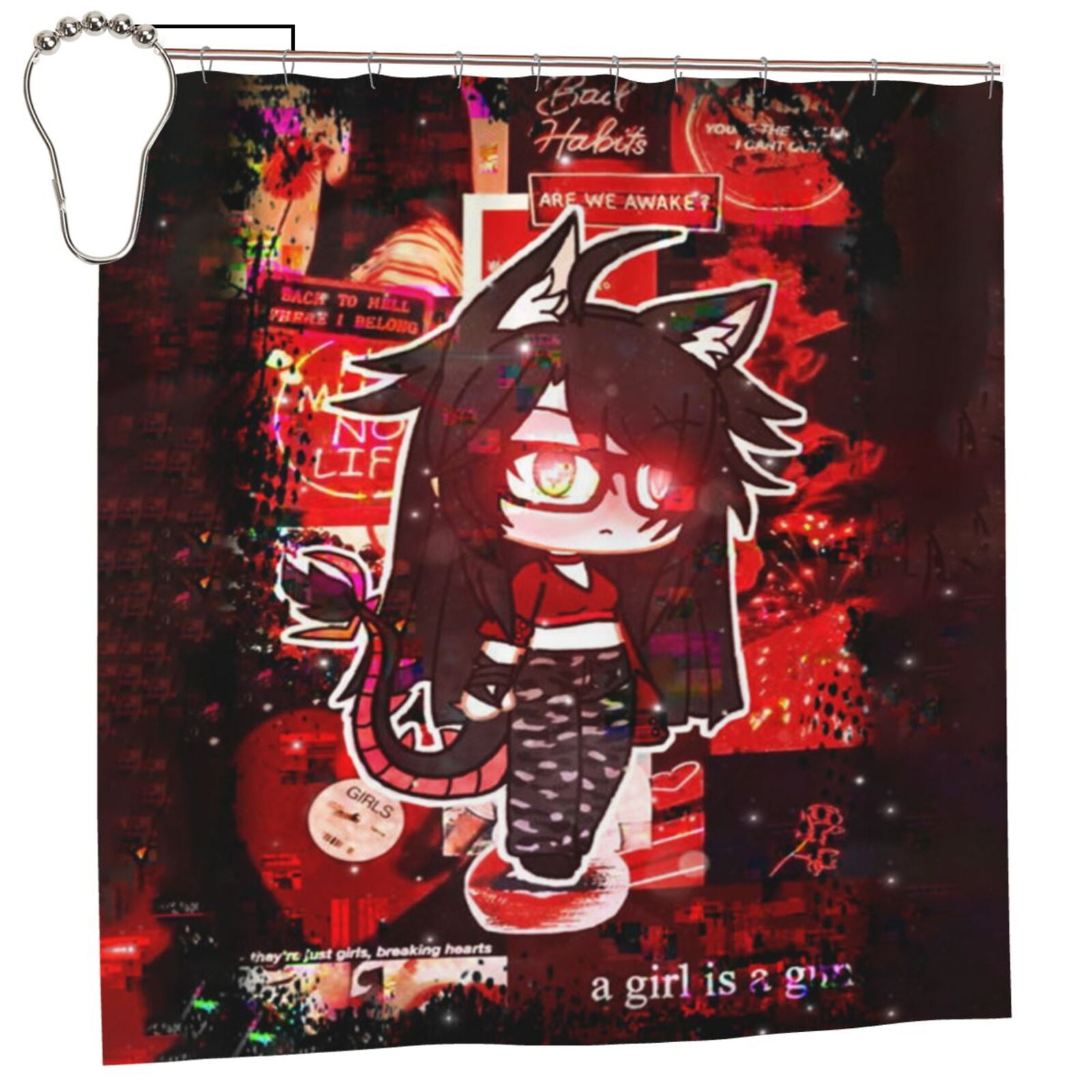 Galaxy Gacha Life Shower Curtain For Kids Children Cute Shower Curtain ...