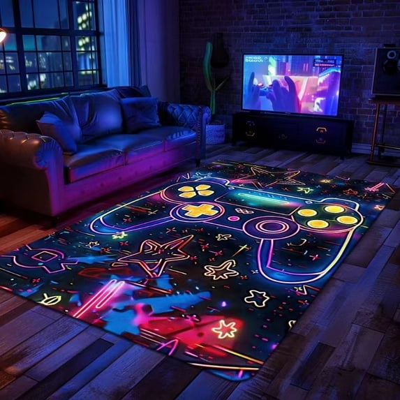 Galaxy Game Controller Area Rug, Non-Slip Gamer Carpet for Bedroom ...