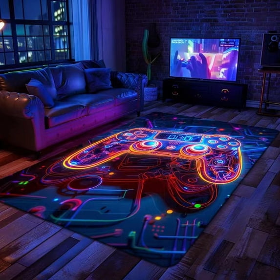 Galaxy Game Controller Area Rug, Non-Slip Gamer Carpet for Bedroom ...