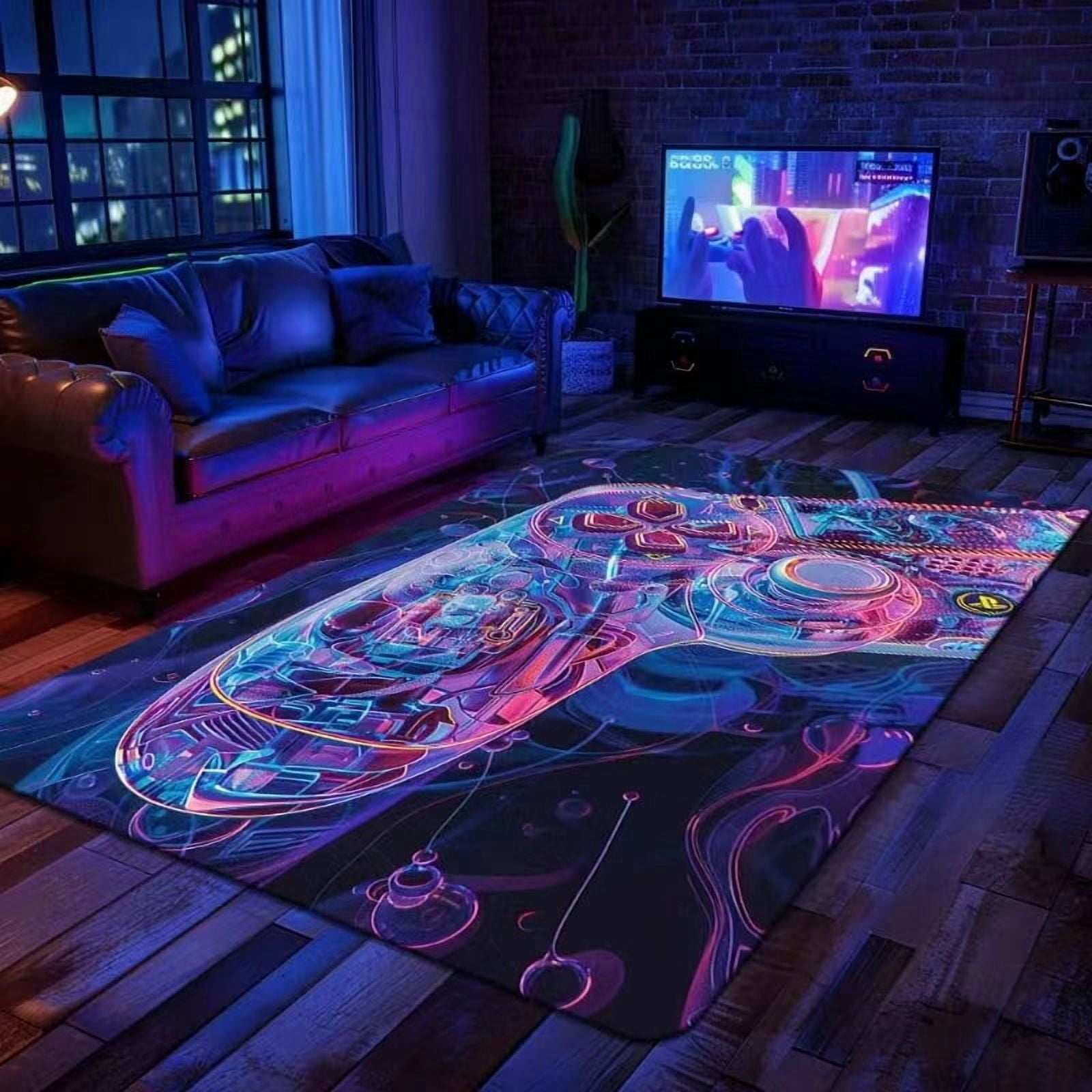 Galaxy Game Controller Area Rug, Non-Slip Gamer Carpet for Bedroom ...