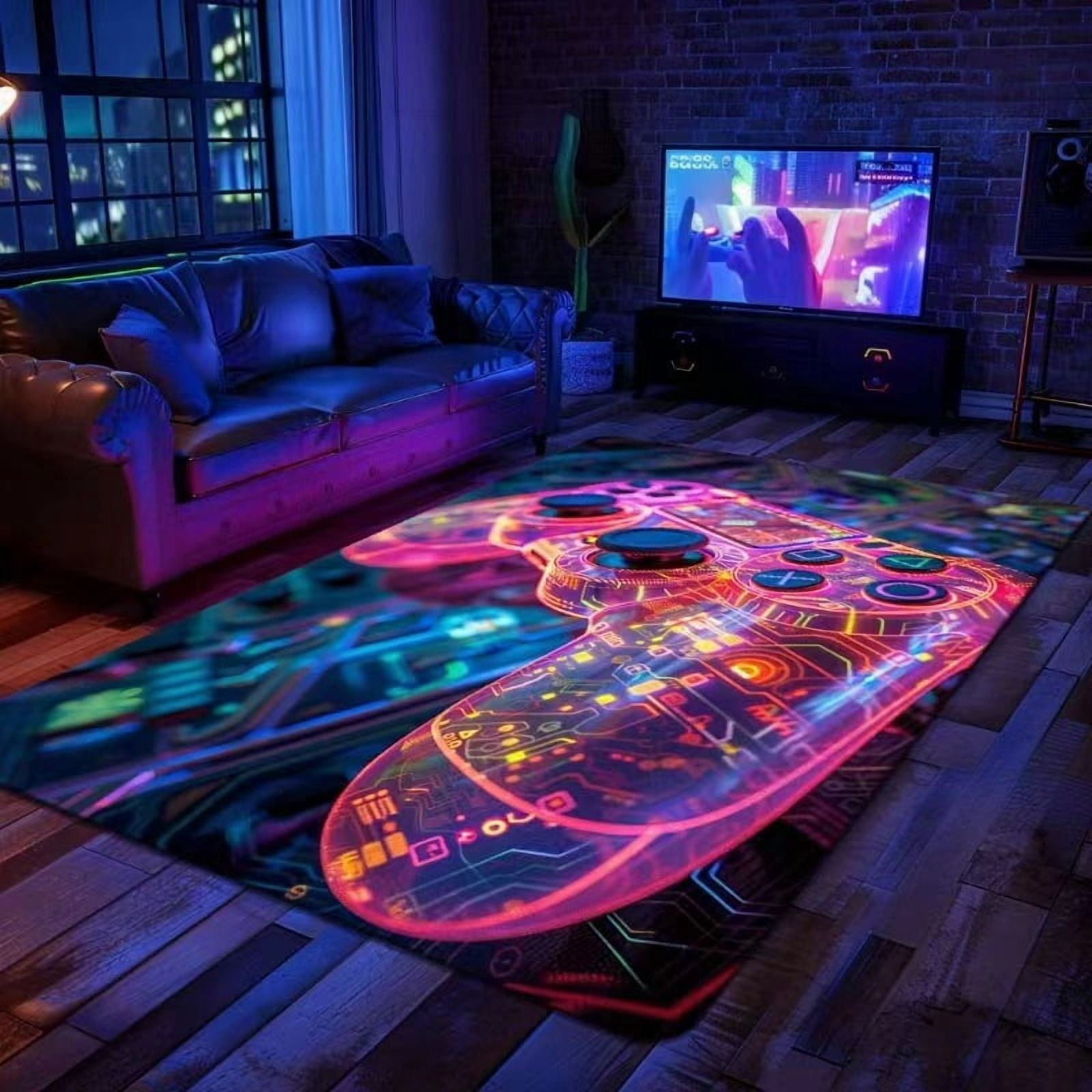Galaxy Game Controller Area Rug, Non-Slip Gamer Carpet for Bedroom ...