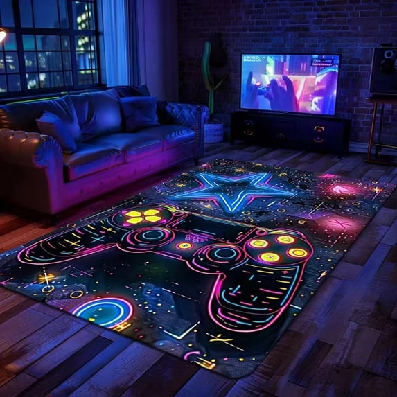 Galaxy Game Controller Area Rug, Non-Slip Gamer Carpet for Bedroom ...
