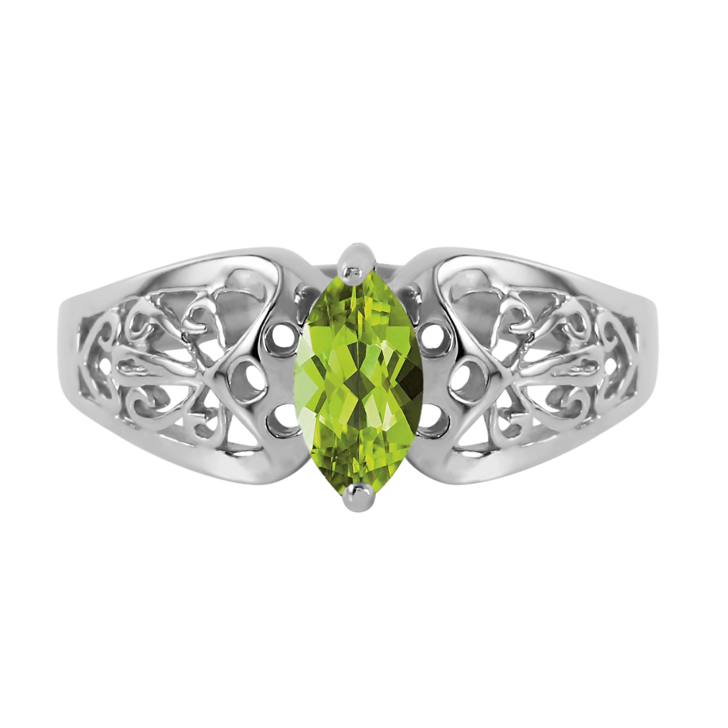 Galaxy Gold 14k White Gold Filigree Ring with natural Marquis-Shaped ...