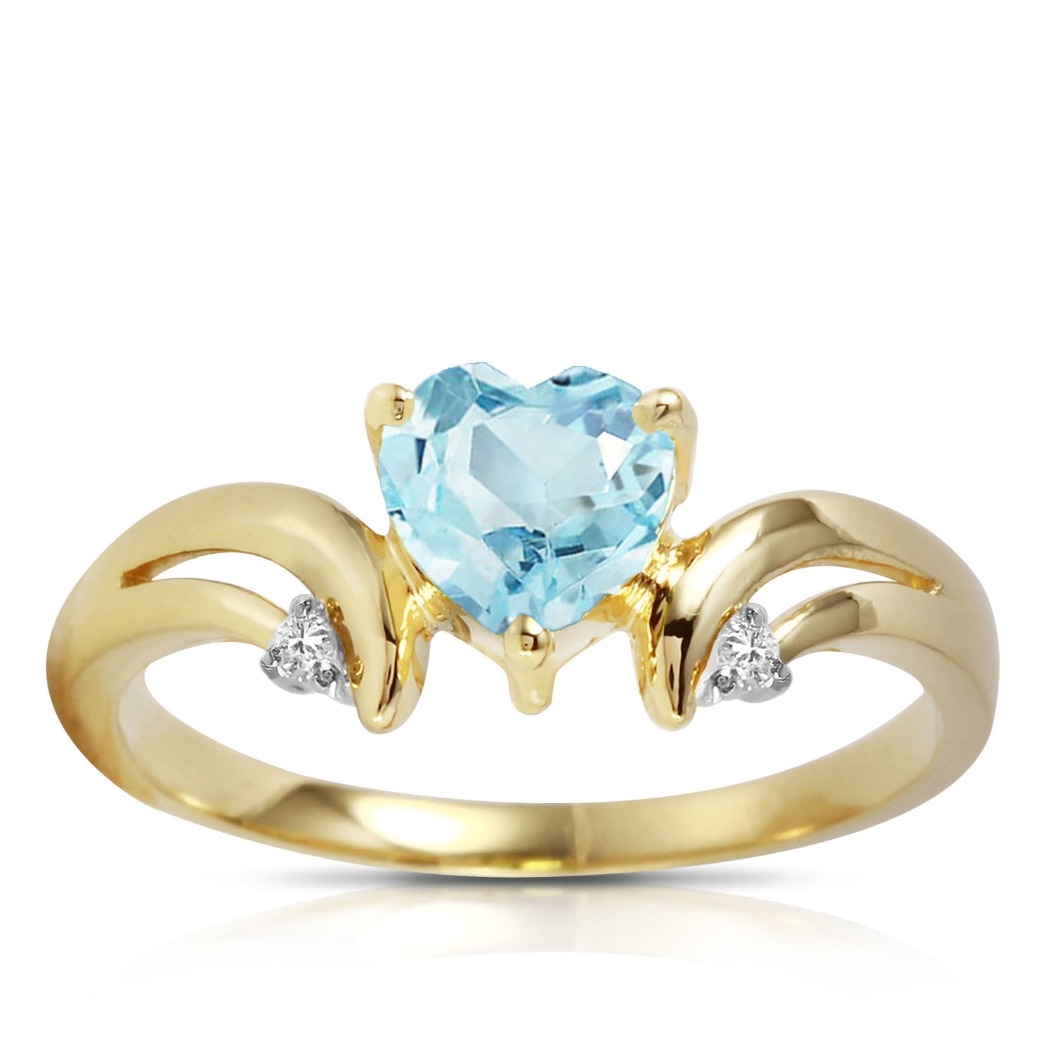 Galaxy Gold 14k Yellow Gold Ring with Diamonds and Aquamarine - Size 8. ...