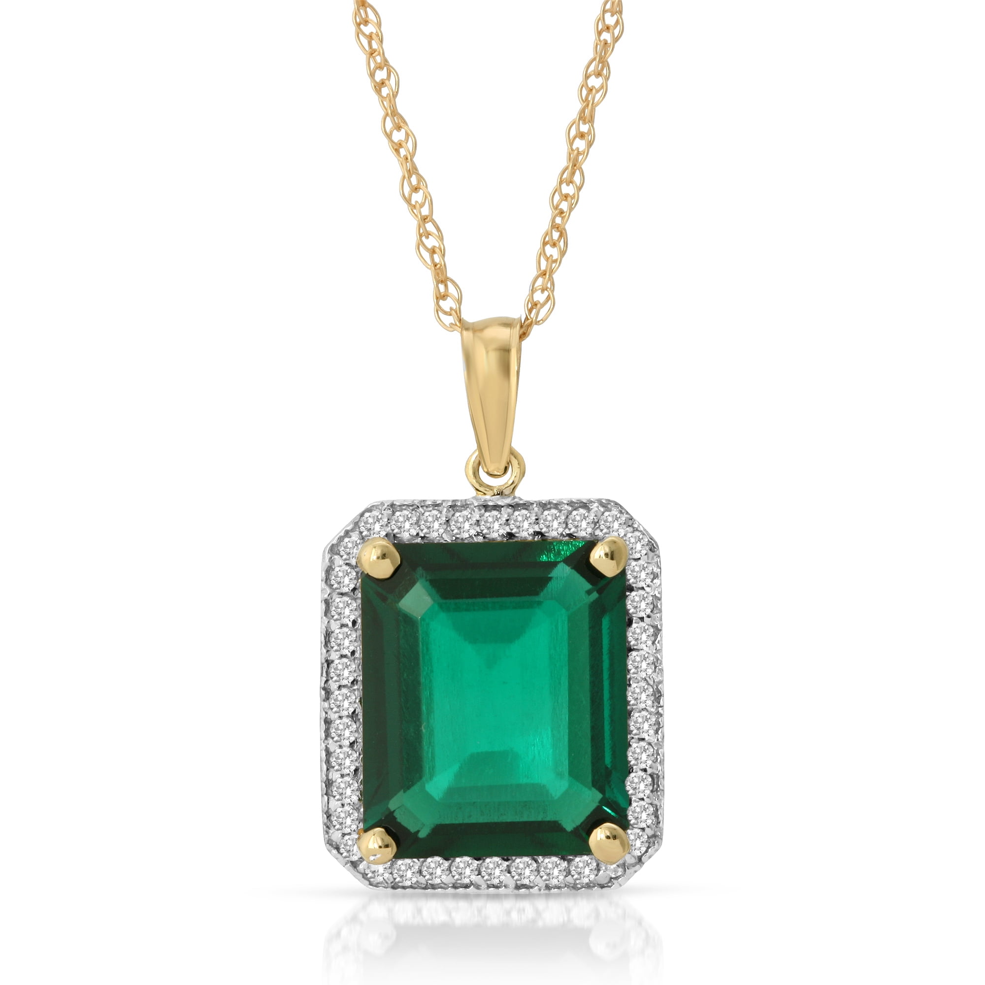Galaxy Gold 4.70 Carat Total Weight 14K Solid Yellow Gold Emerald Halo ...