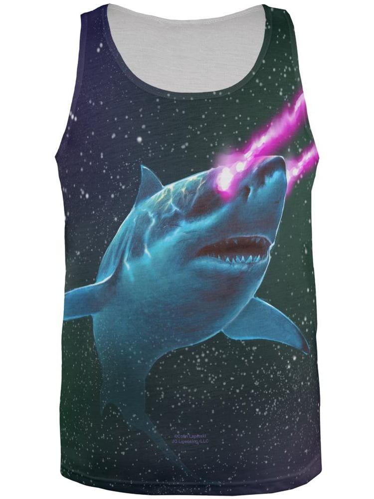 Galaxy Great White Shark Laser Beams All Over Mens Tank Top Multi X-LG ...